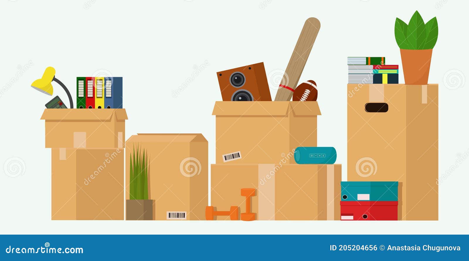 Boxes with Things for Moving To a New Home. Stock Vector - Illustration ...
