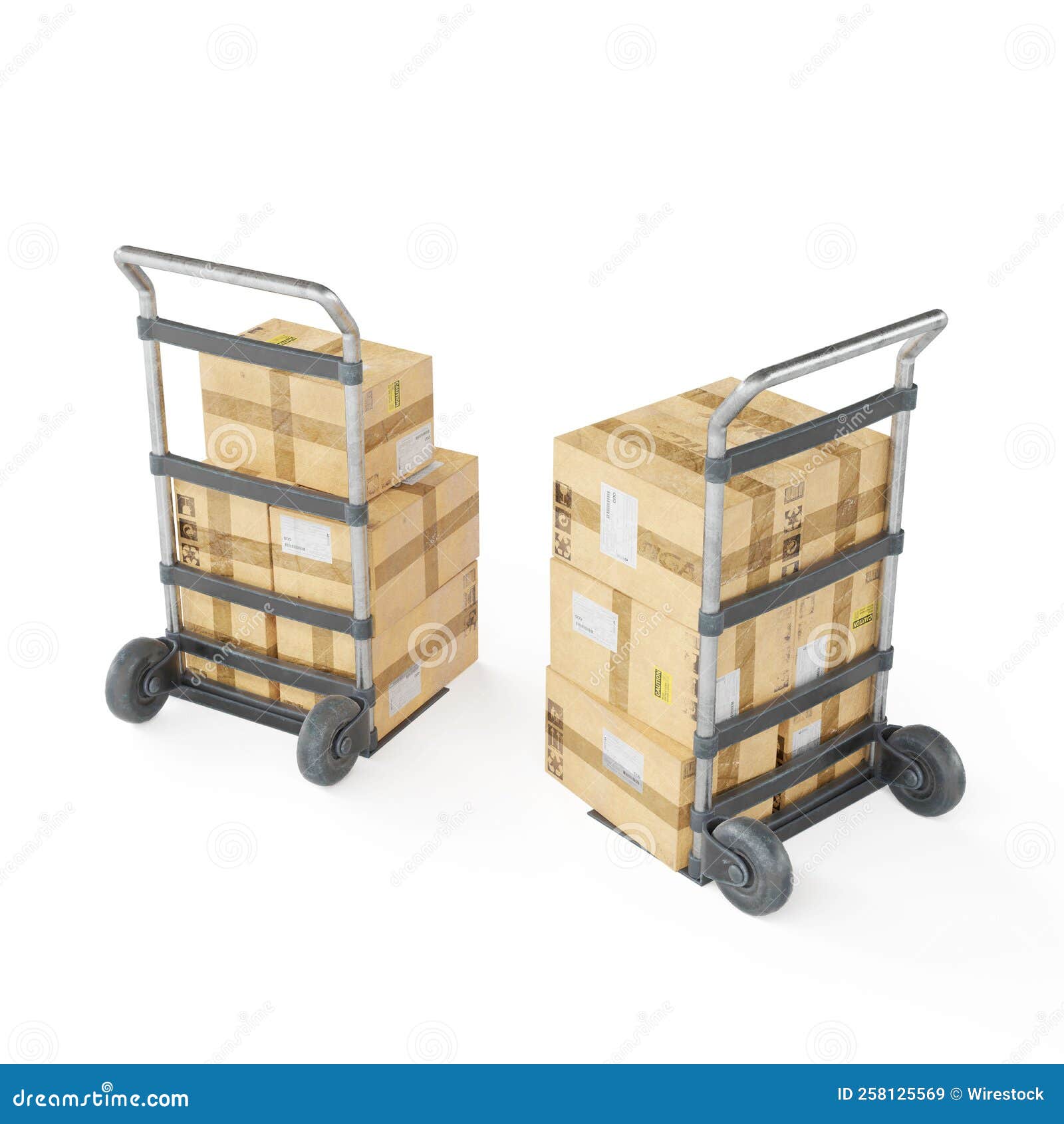 Boxes on a Transporter Cart Isolated on White Stock Image - Image of ...