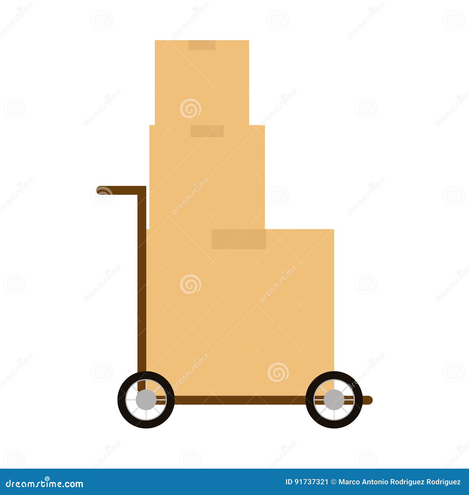 Boxes in a trolley stock vector. Illustration of pack - 91737321