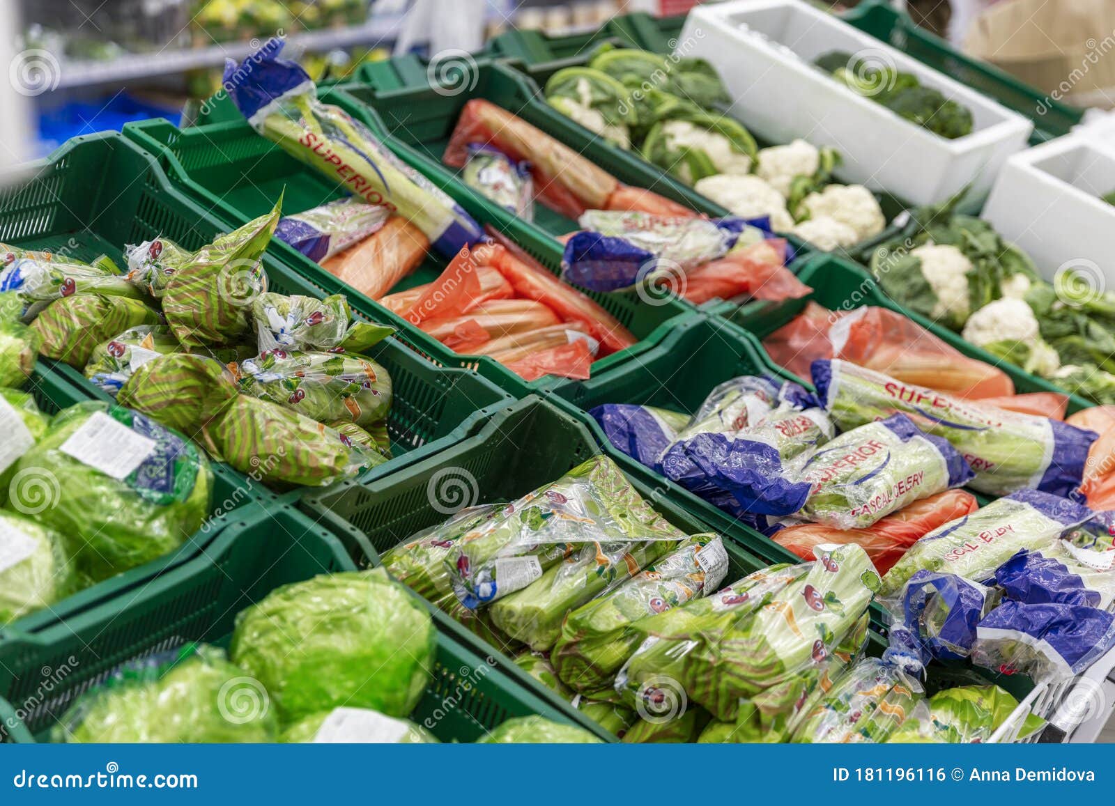 Moscow, Russia, 04/29/2020: Boxes With Various Vegetables In Brightly ...
