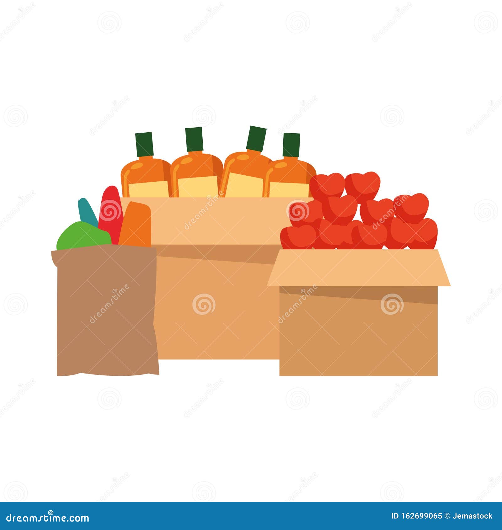 Boxes with Vegetables and Supermarket Groceries Stock Vector ...