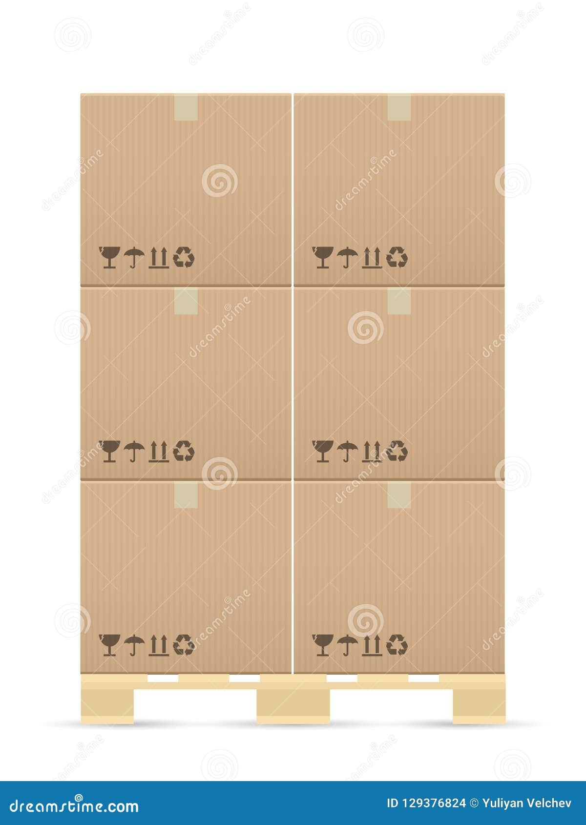 Boxes On Wooded Pallet,warehouse Parcel Wooden Boxes Stack Front View ...