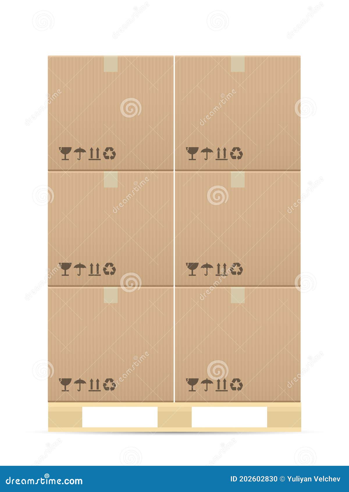 Boxes On Wooded Pallet. Brown Closed Carton Delivery Packaging Boxes ...