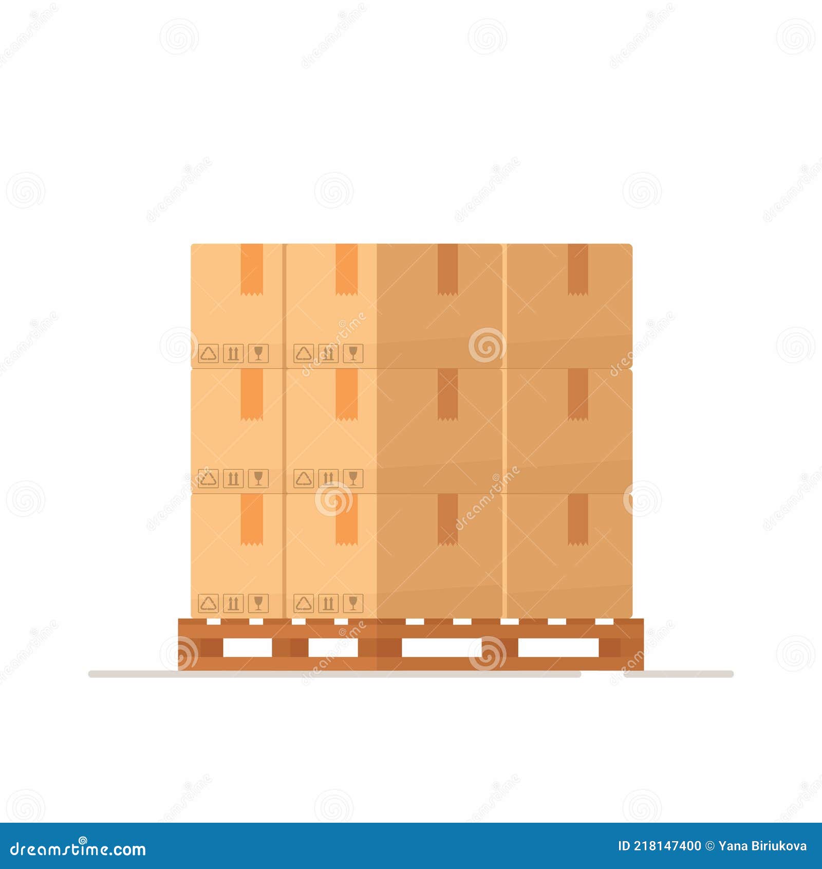 Boxes On Wooded Pallet,warehouse Parcel Wooden Boxes Stack Front View ...