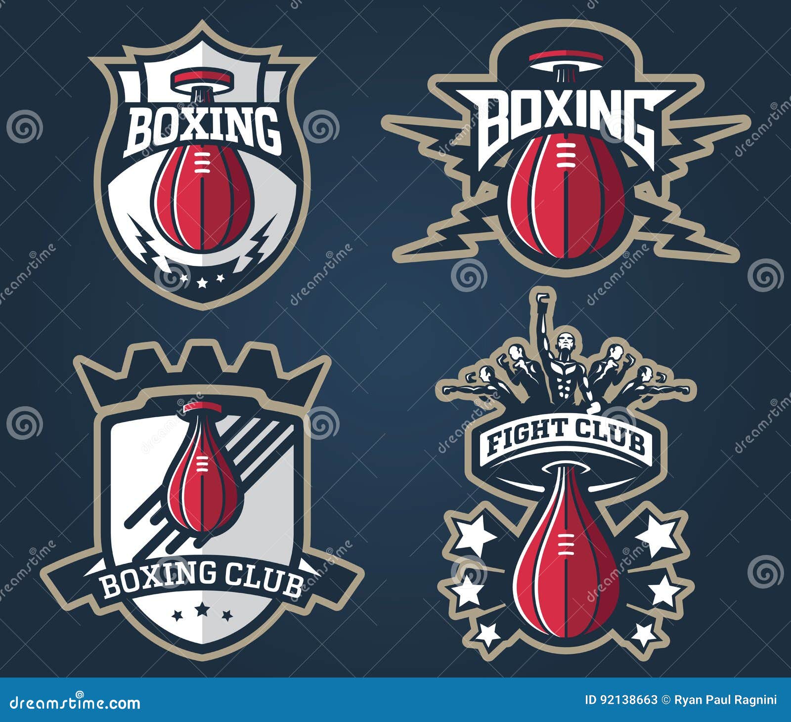 Boxing badges and labels stock vector. Illustration of competition ...