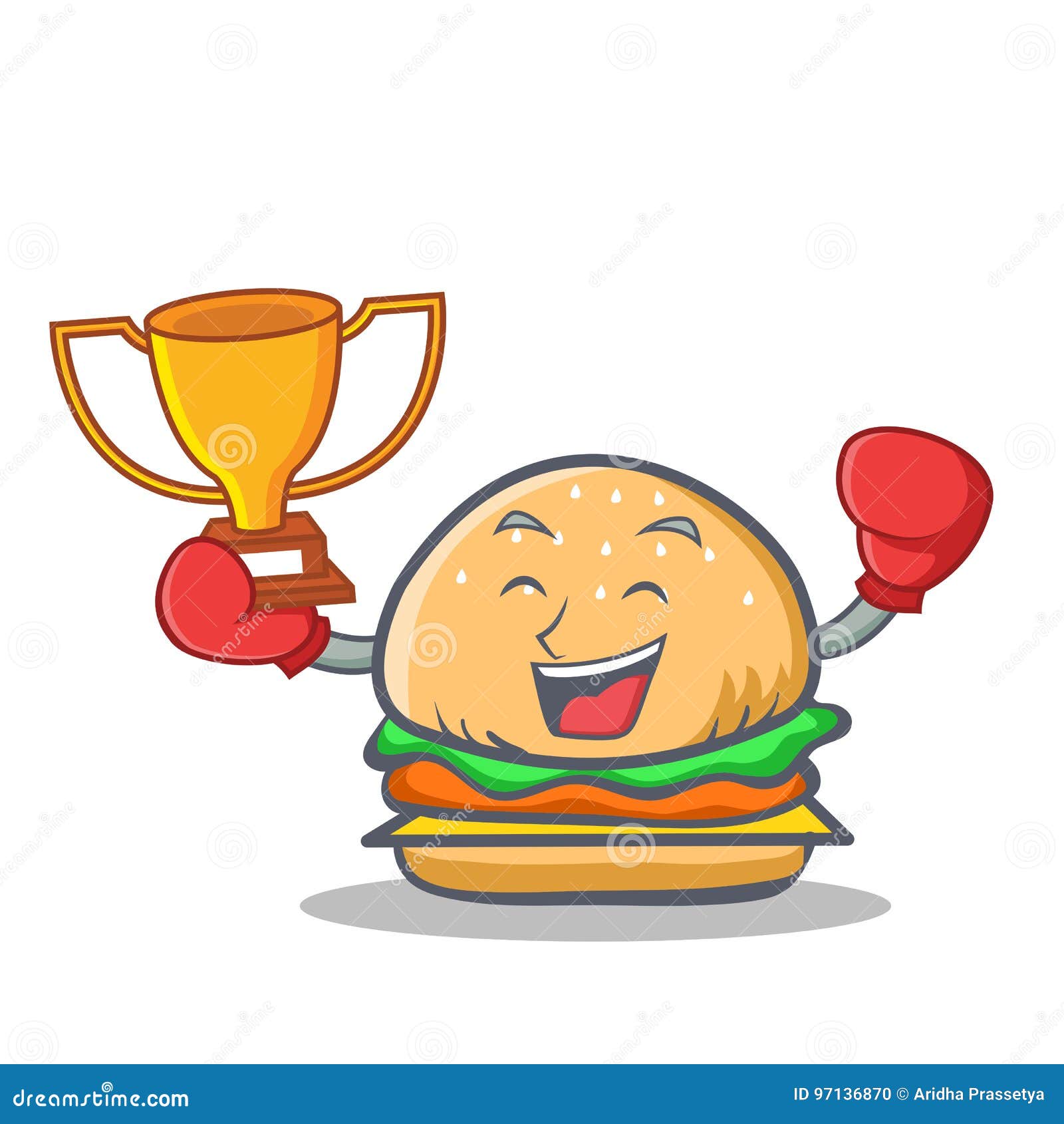 Boxing Burger Character Fast Food Winner Stock Vector - Illustration of ...