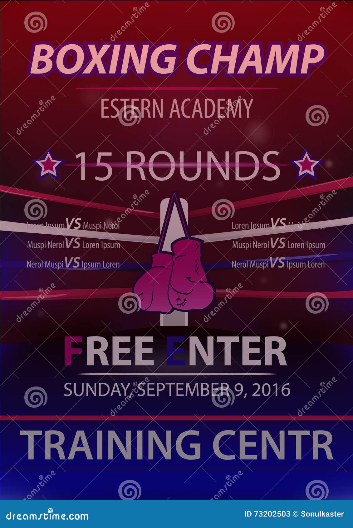 Boxing Champ Poster With Boxer On Black Background Vector Illustration ...