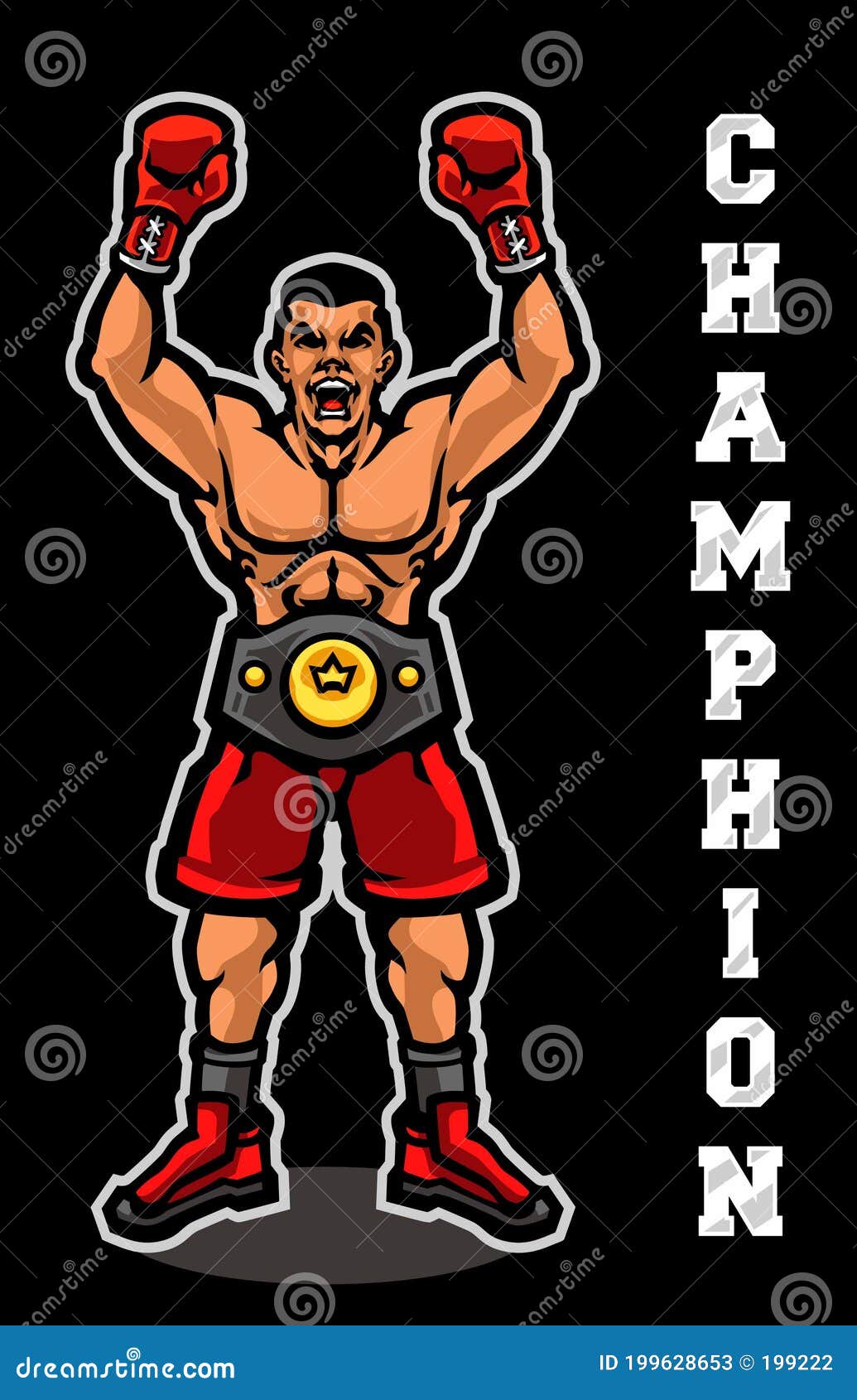 Boxing Champions with Belt Vector Image Stock Vector - Illustration of ...