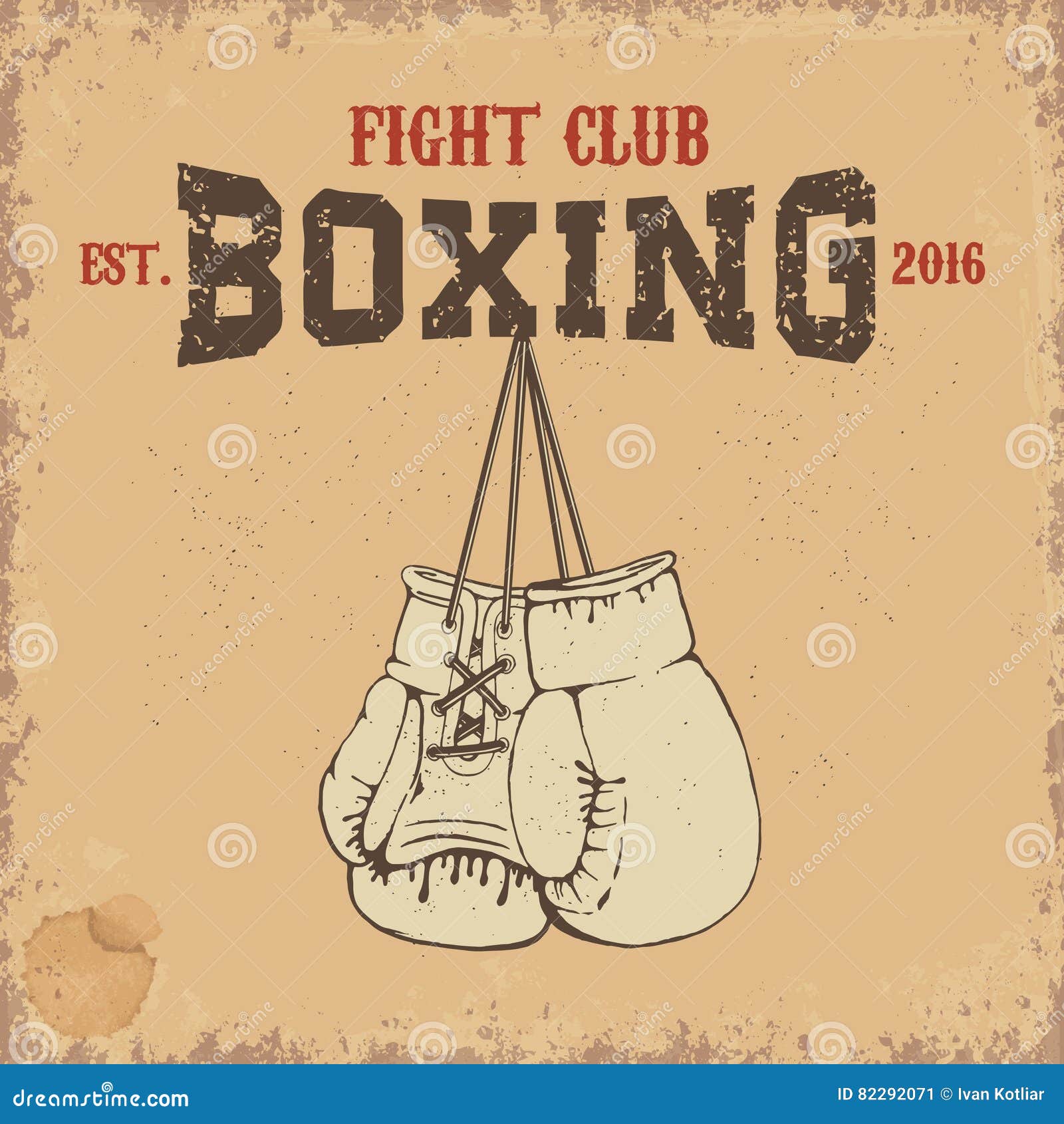Boxing Club Emblem. Two Boxing Gloves in Grunge Style Stock Vector ...