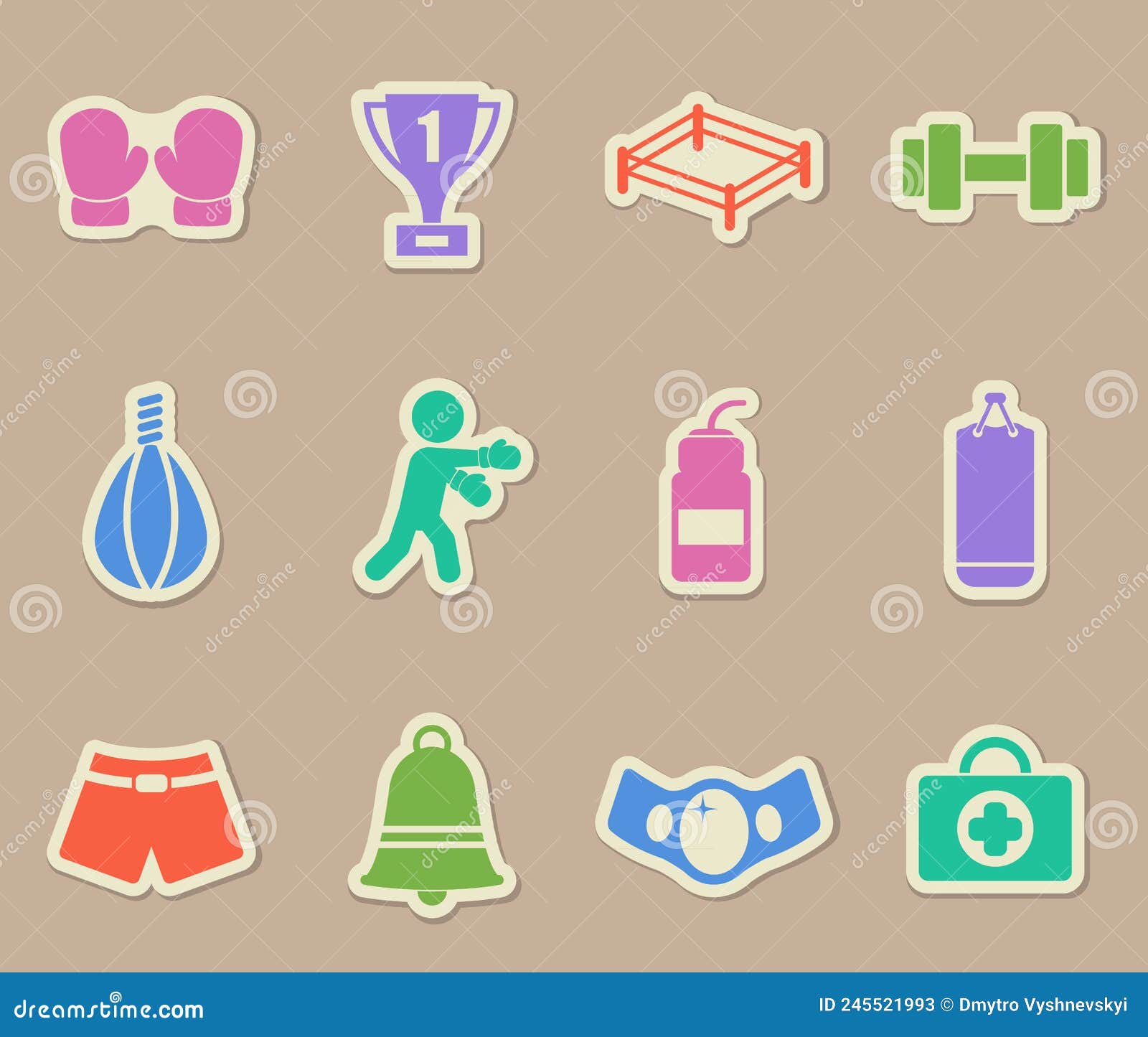 Boxing color vector icons stock vector. Illustration of symbol - 245521993