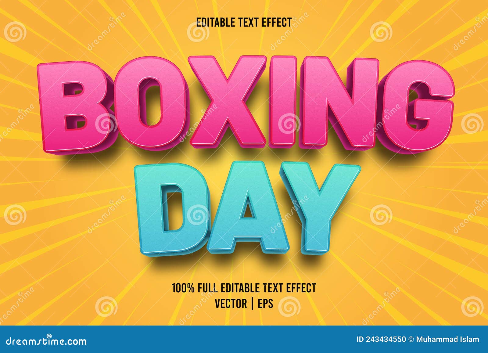 Boxing Day Editable Text Effect Cartoon Style Stock Vector ...