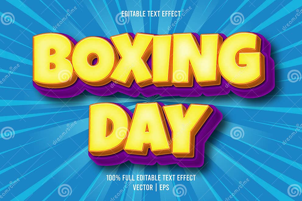 Boxing Day Editable Text Effect Comic Style Stock Vector - Illustration ...
