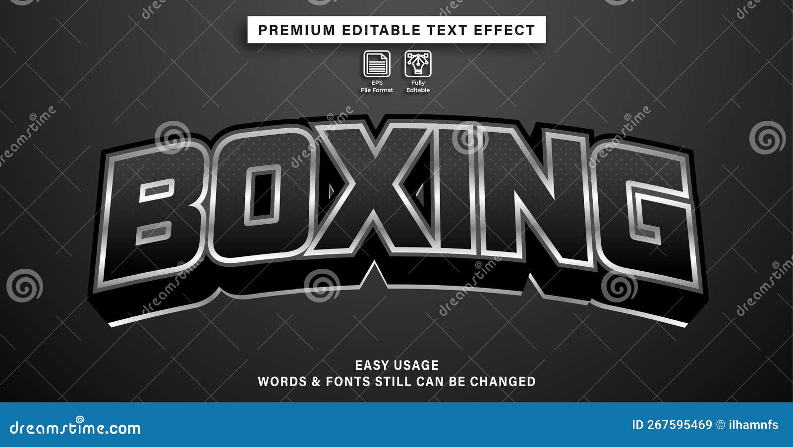 Boxing De Efectos De Texto Editable Ilustración del Vector ...