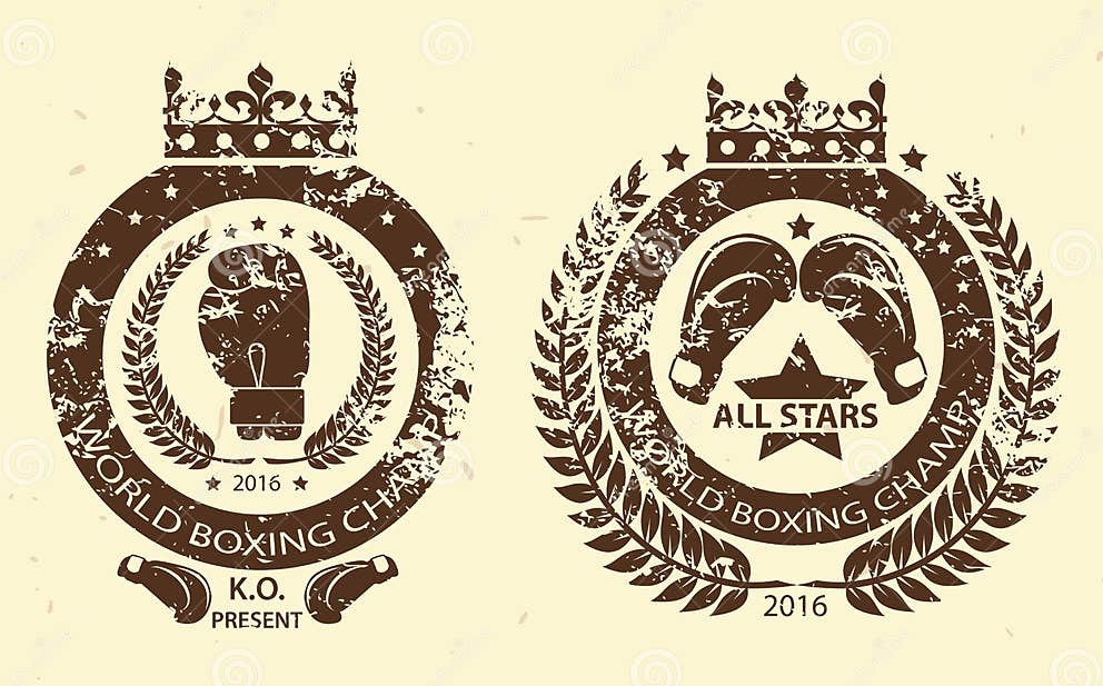Boxing Distressed Print Set Stock Vector - Illustration of martial ...