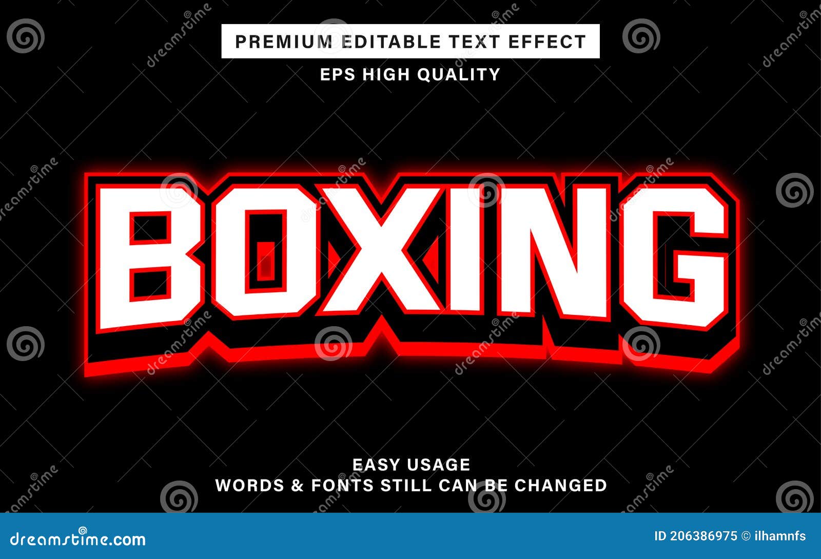 Boxing Editable Text Effect Stock Vector - Illustration of effect ...