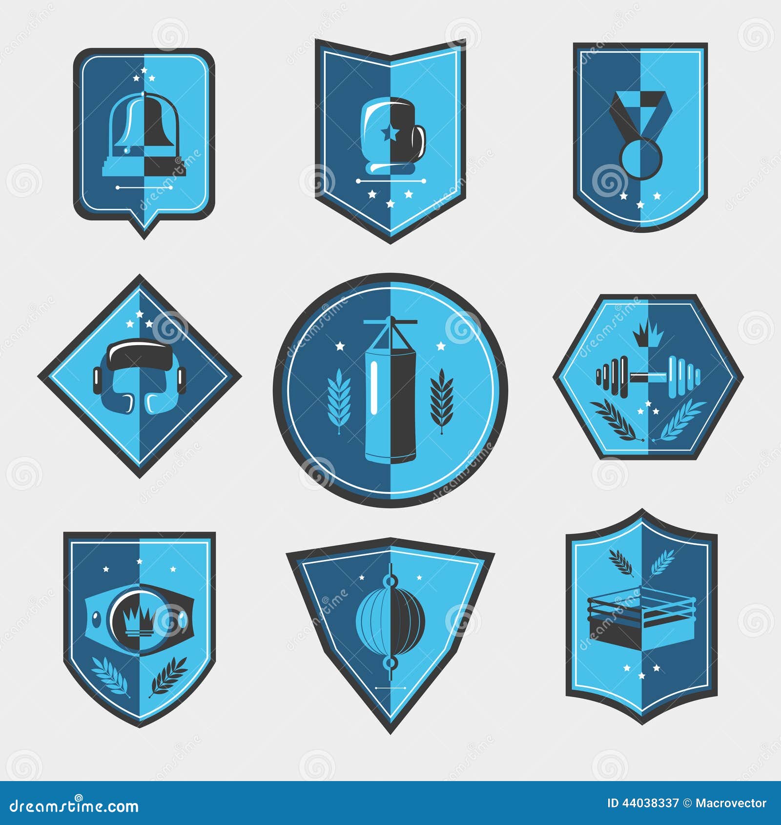 Boxing emblems set stock vector. Illustration of champion - 44038337