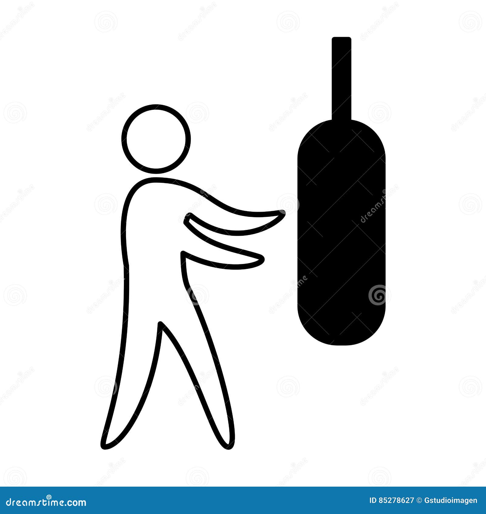 Boxing Figure Human Silhouette Stock Illustration - Illustration of ...