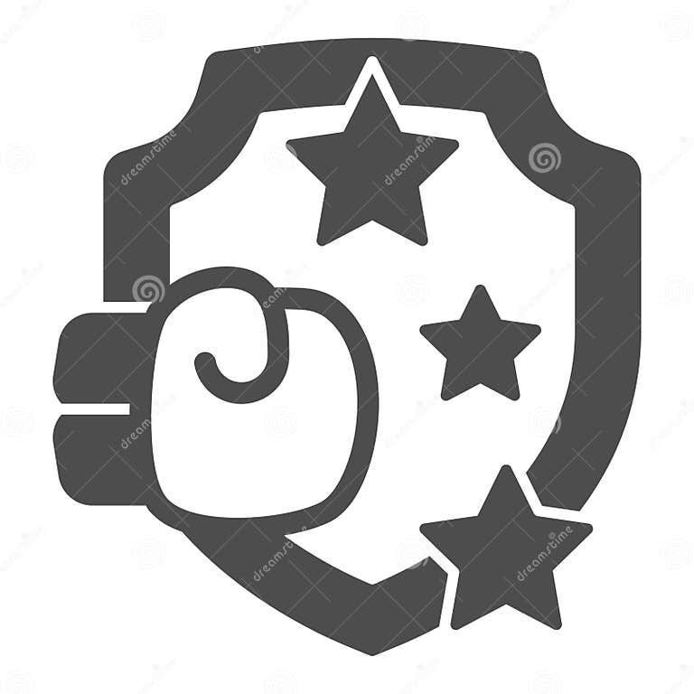 Boxing Glove with Shield Solid Icon, Hacker Attacks Concept. Vector ...