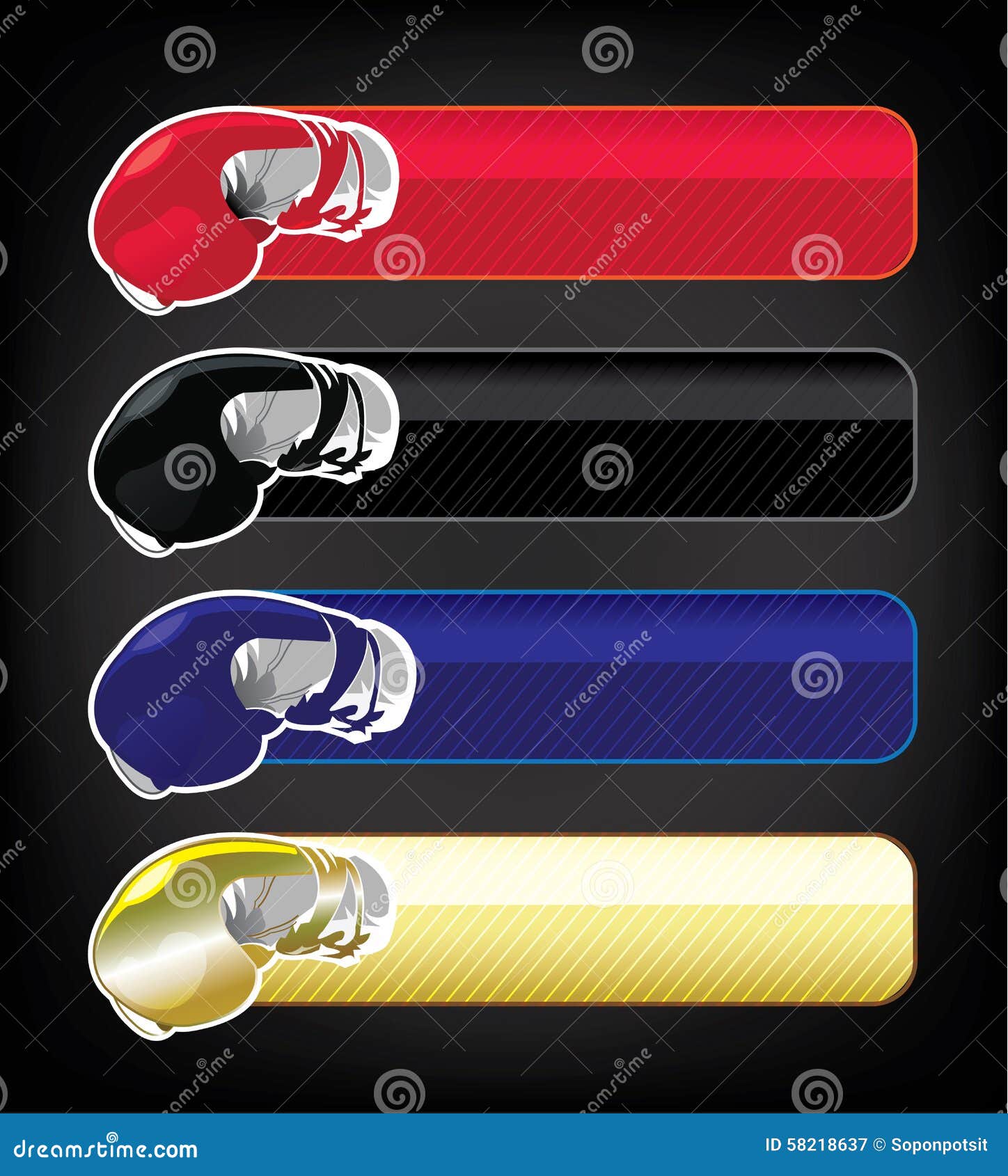 Boxing gloves banner set stock vector. Illustration of blocking - 58218637