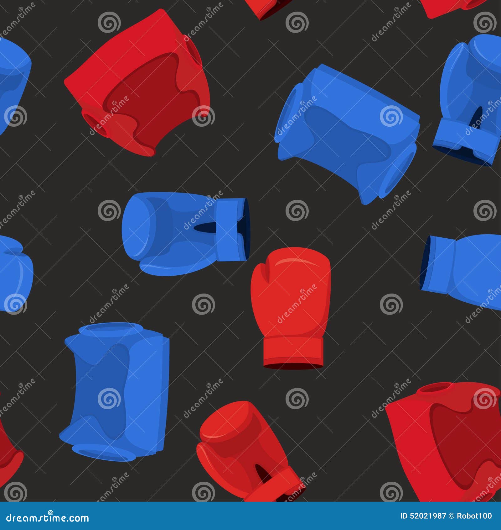 Boxing Gloves and Helmet. Sports Seamless Pattern Stock Vector ...