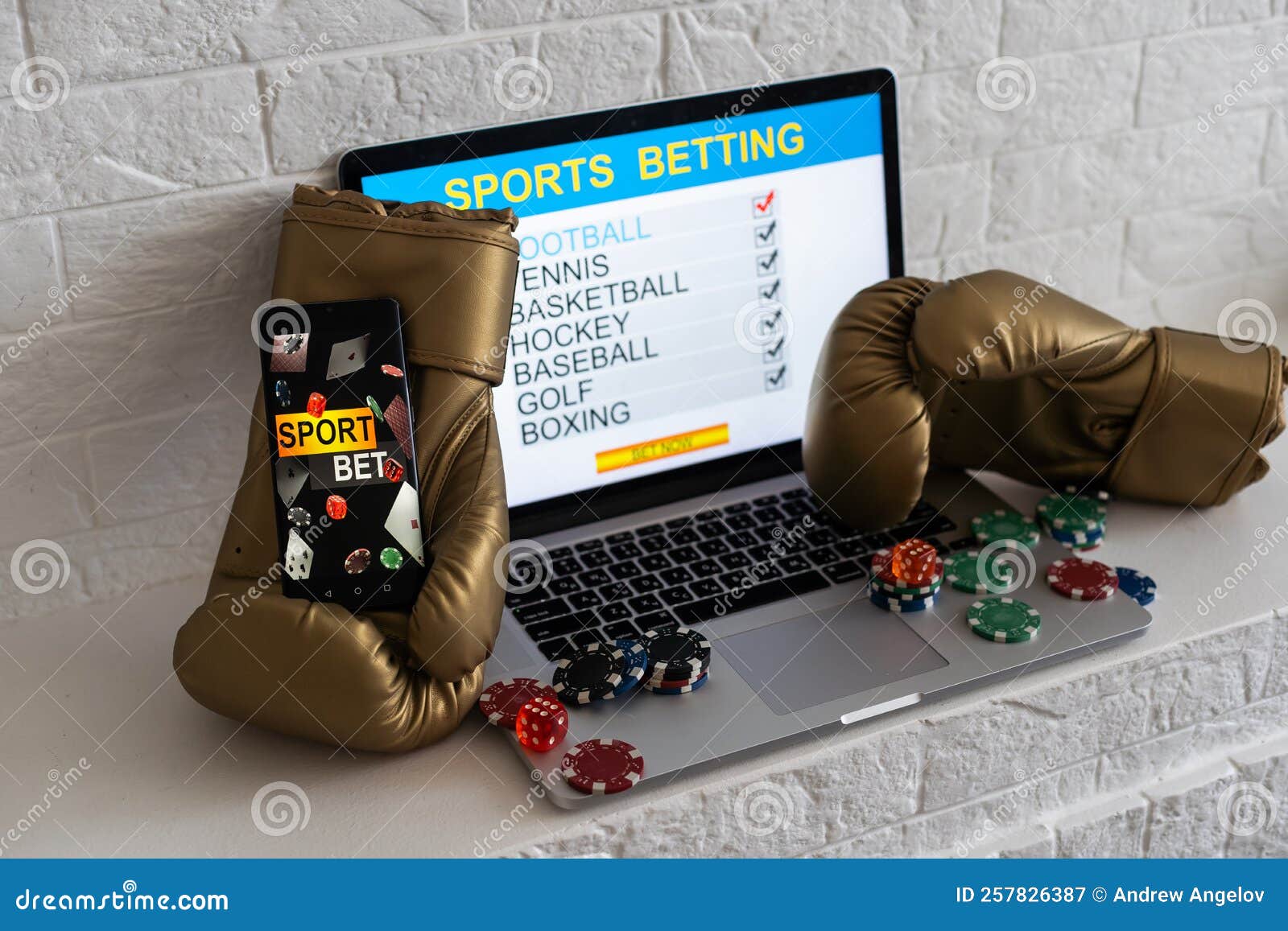 Boxing Gloves and a Laptop with Bets Editorial Photography ...