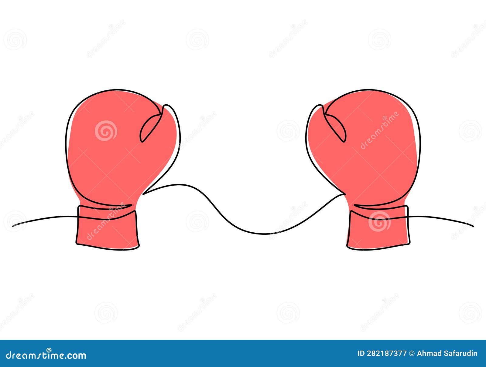 Boxing Gloves One Line Drawing: Continuous Hand Drawn Sport Theme Stock ...