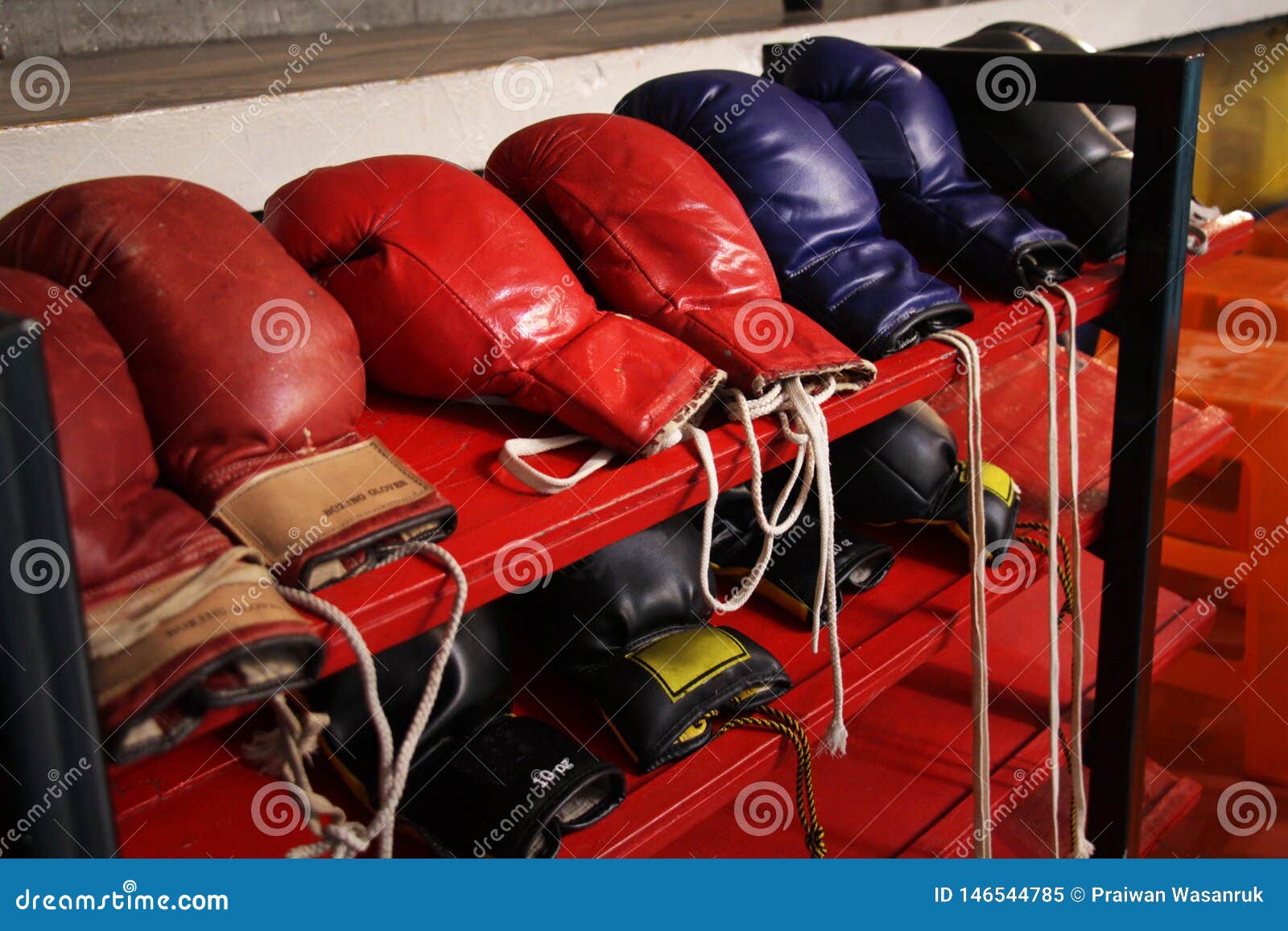 Boxing gloves on the shelf stock image. Image of vintage - 146544785