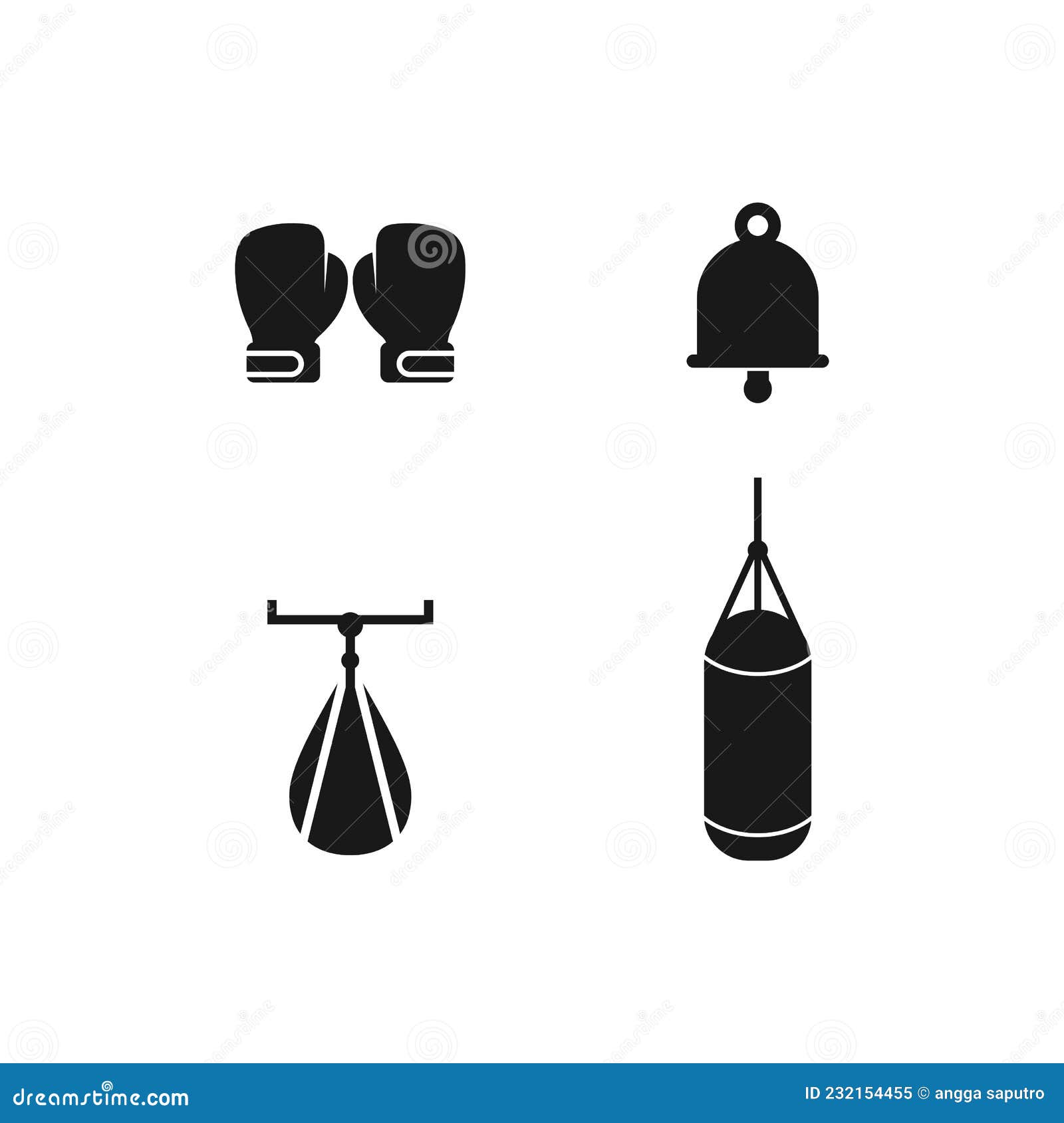 Boxing Icon Set and Boxer Design Illustration Symbol of Fighter Stock ...