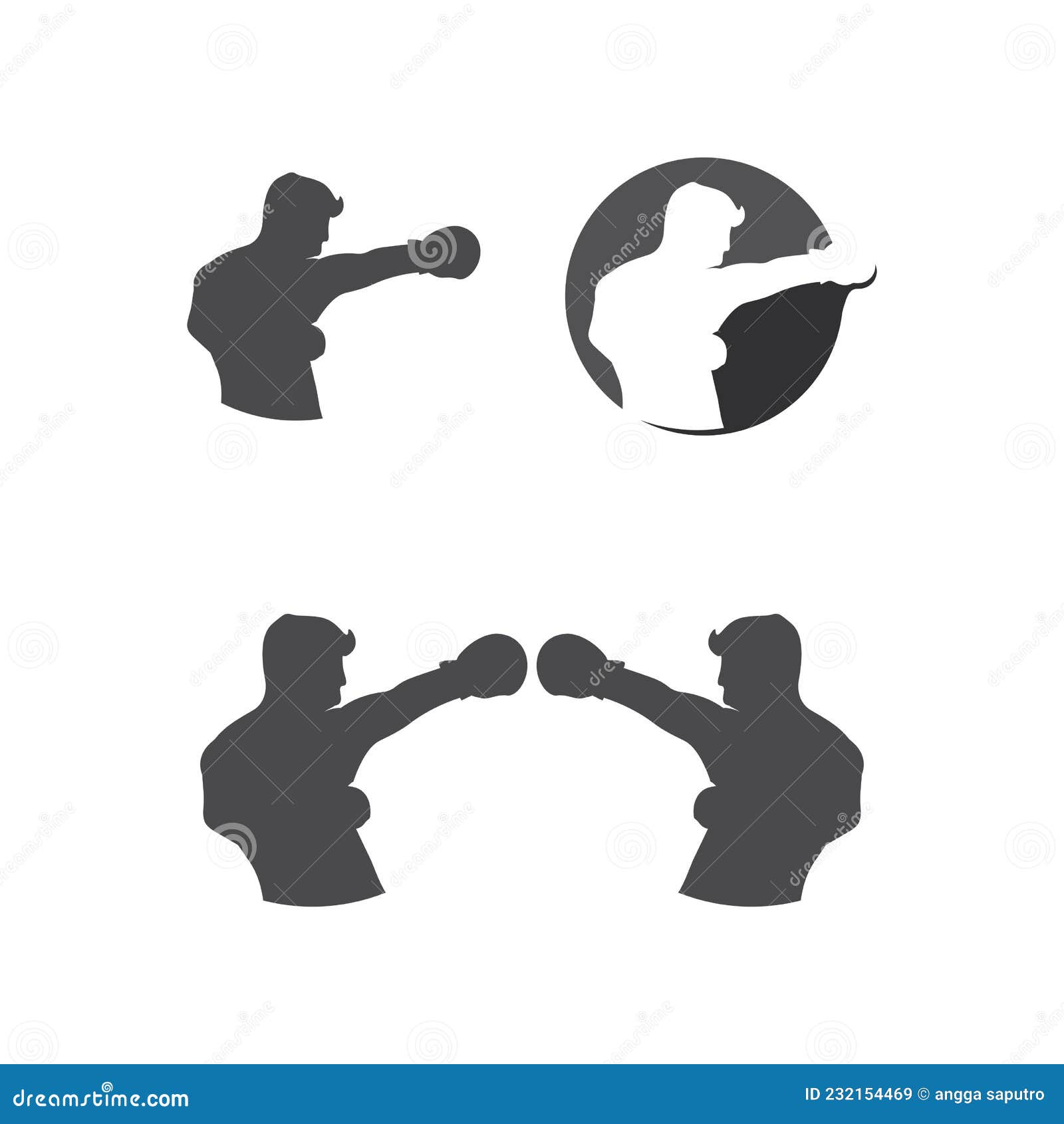 Boxing Icon Set and Boxer Design Illustration Symbol of Fighter Stock ...