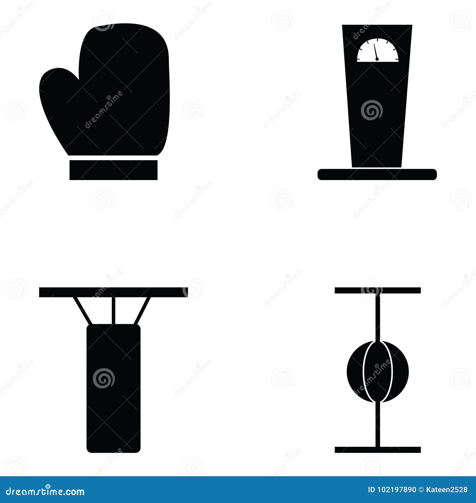 Boxing icon set stock vector. Illustration of belt, boxing - 102197890