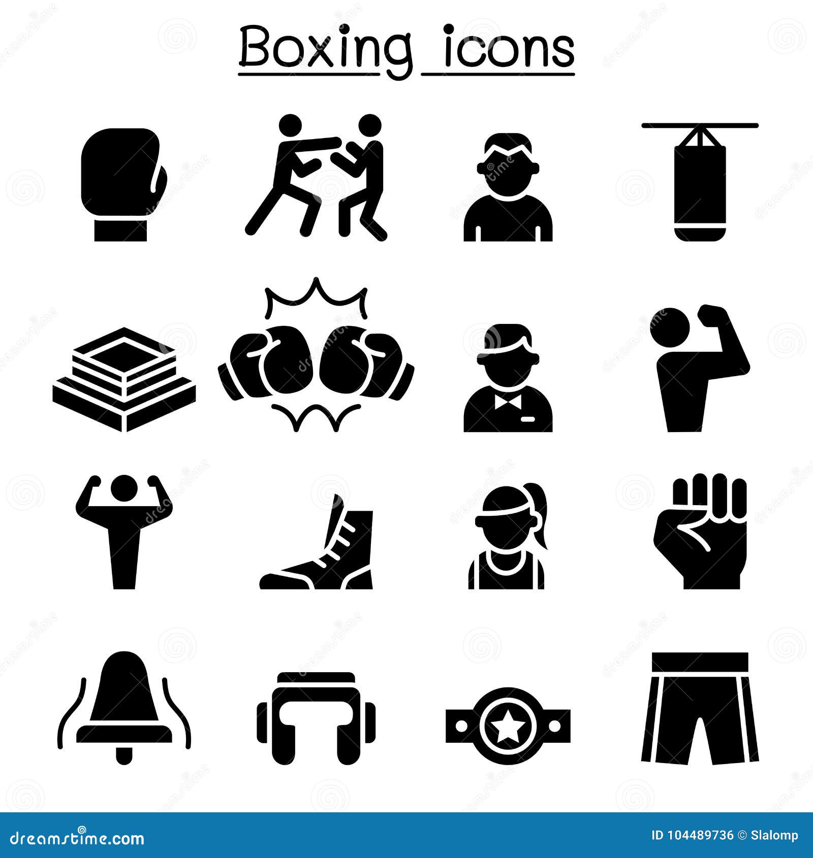 Boxing icon set stock vector. Illustration of headgear - 104489736