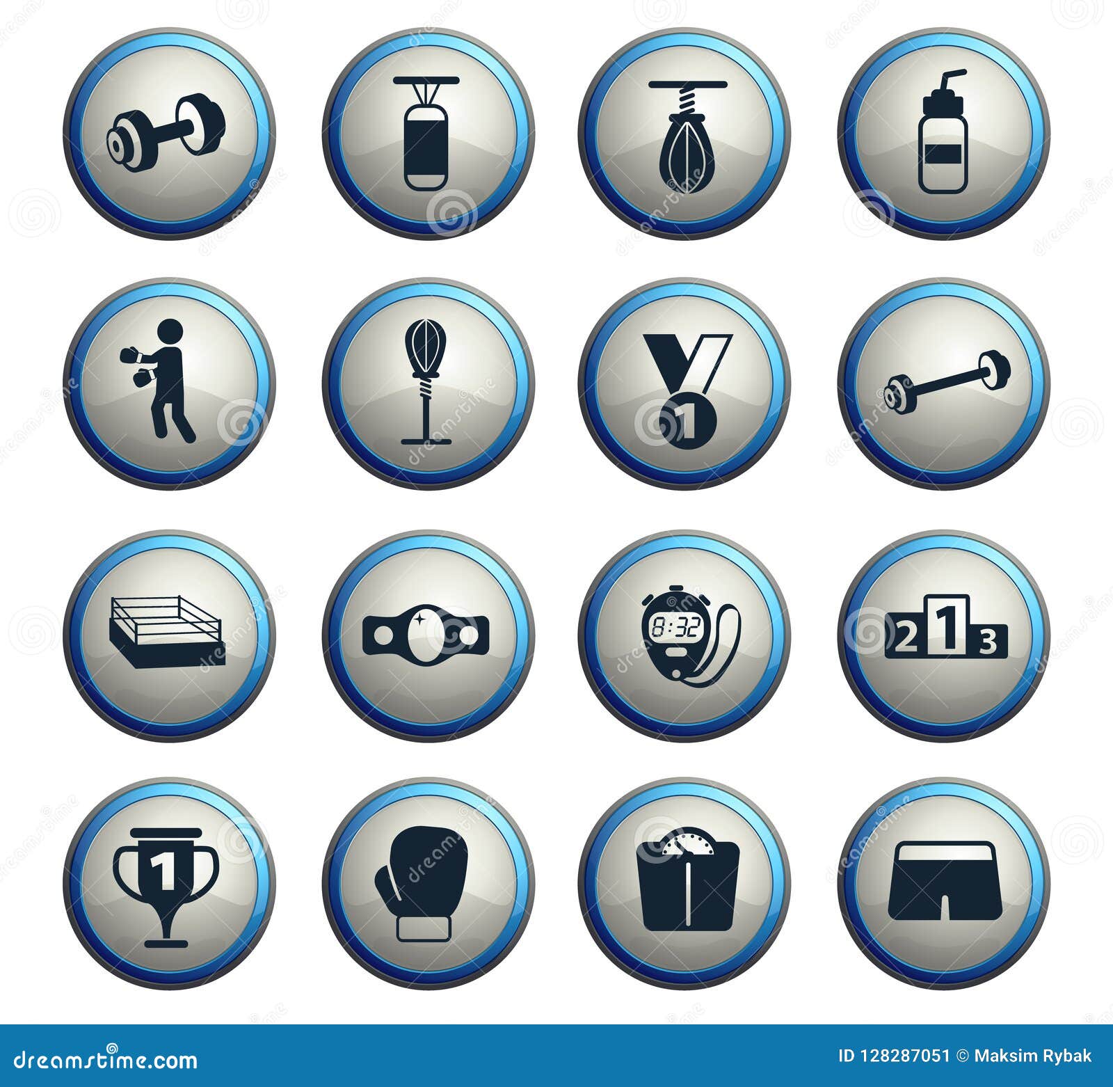 Boxing icon set stock vector. Illustration of vector - 128287051
