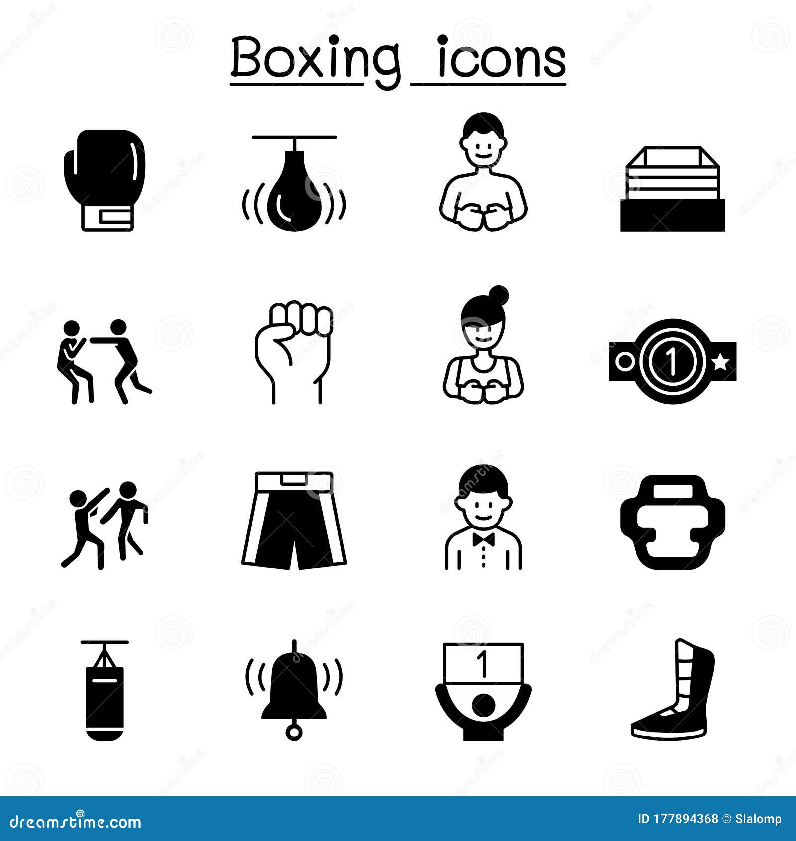 Boxing Icon Set Vector Illustration Stock Vector - Illustration of ...