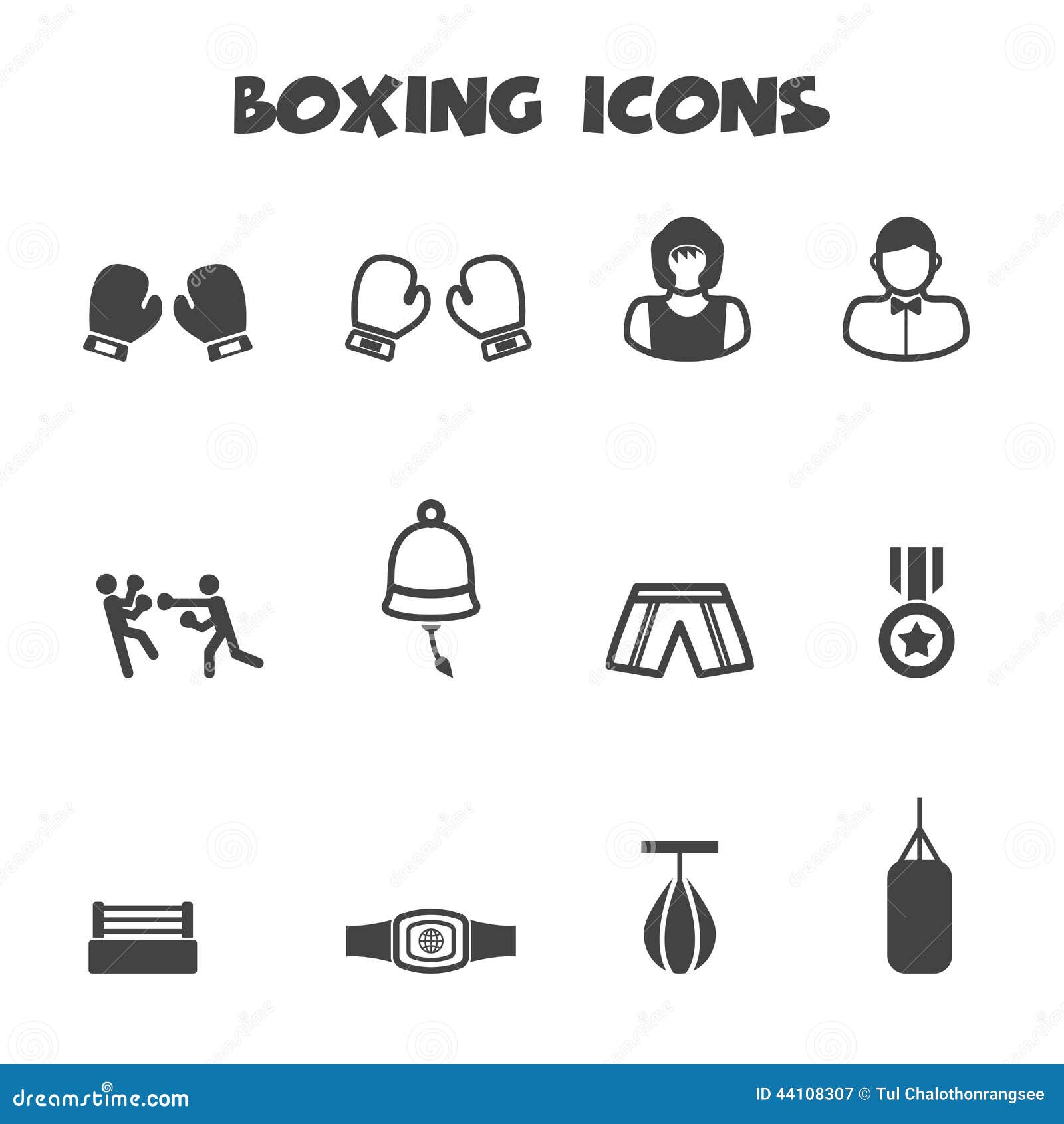 Boxing icons stock vector. Illustration of referee, equipment - 44108307