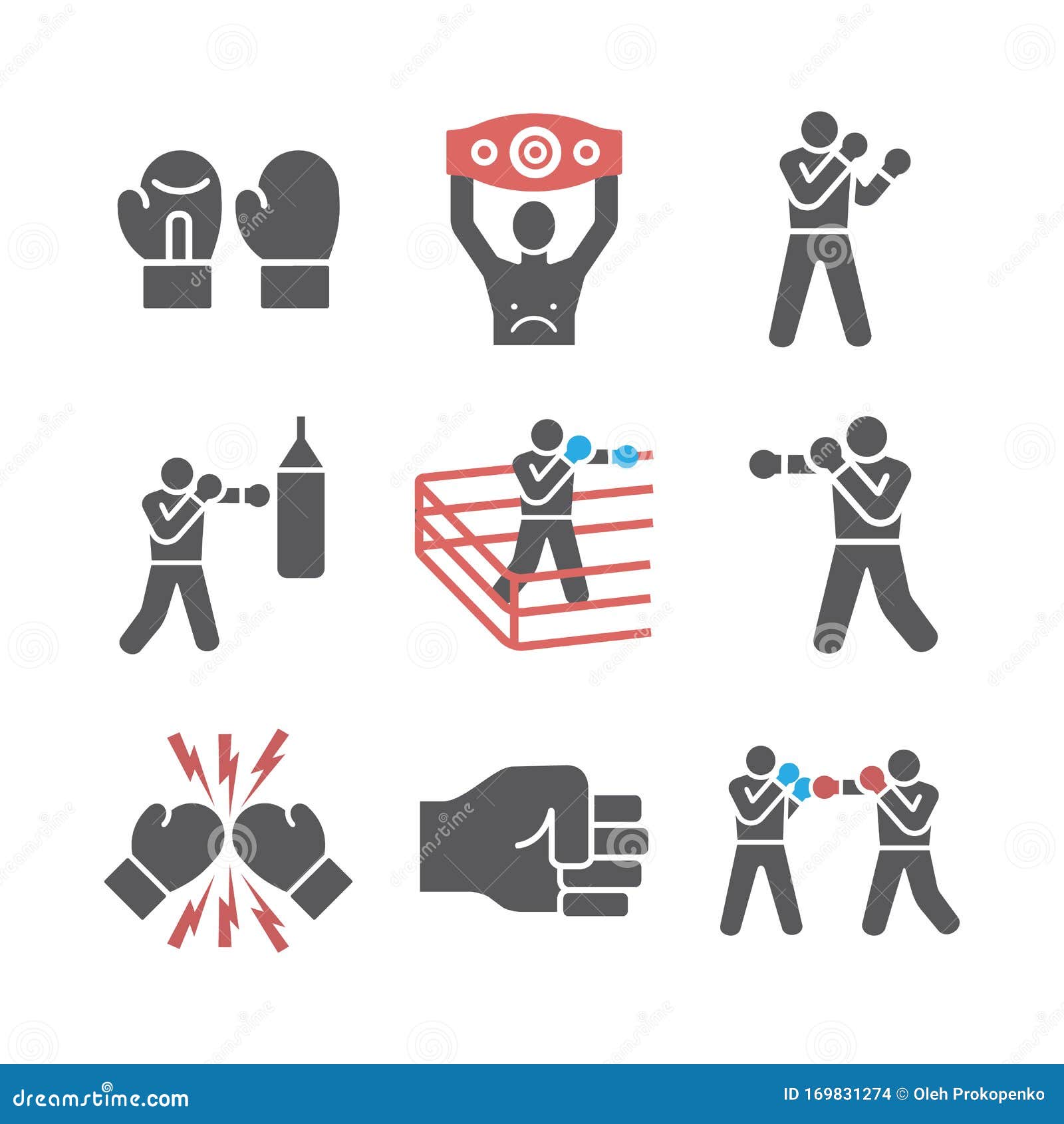 Boxing Icons Set. Vector Signs for Web Graphics Stock Vector ...