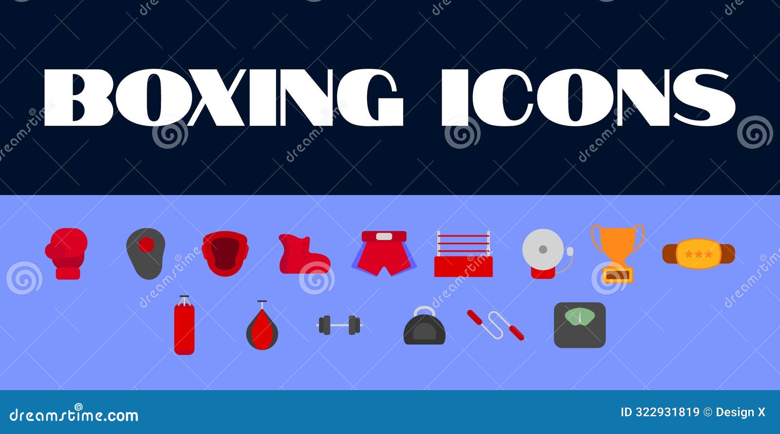 Boxing Icons Set Vector. Boxing Sports Icon Illustration. Boxing Icons ...