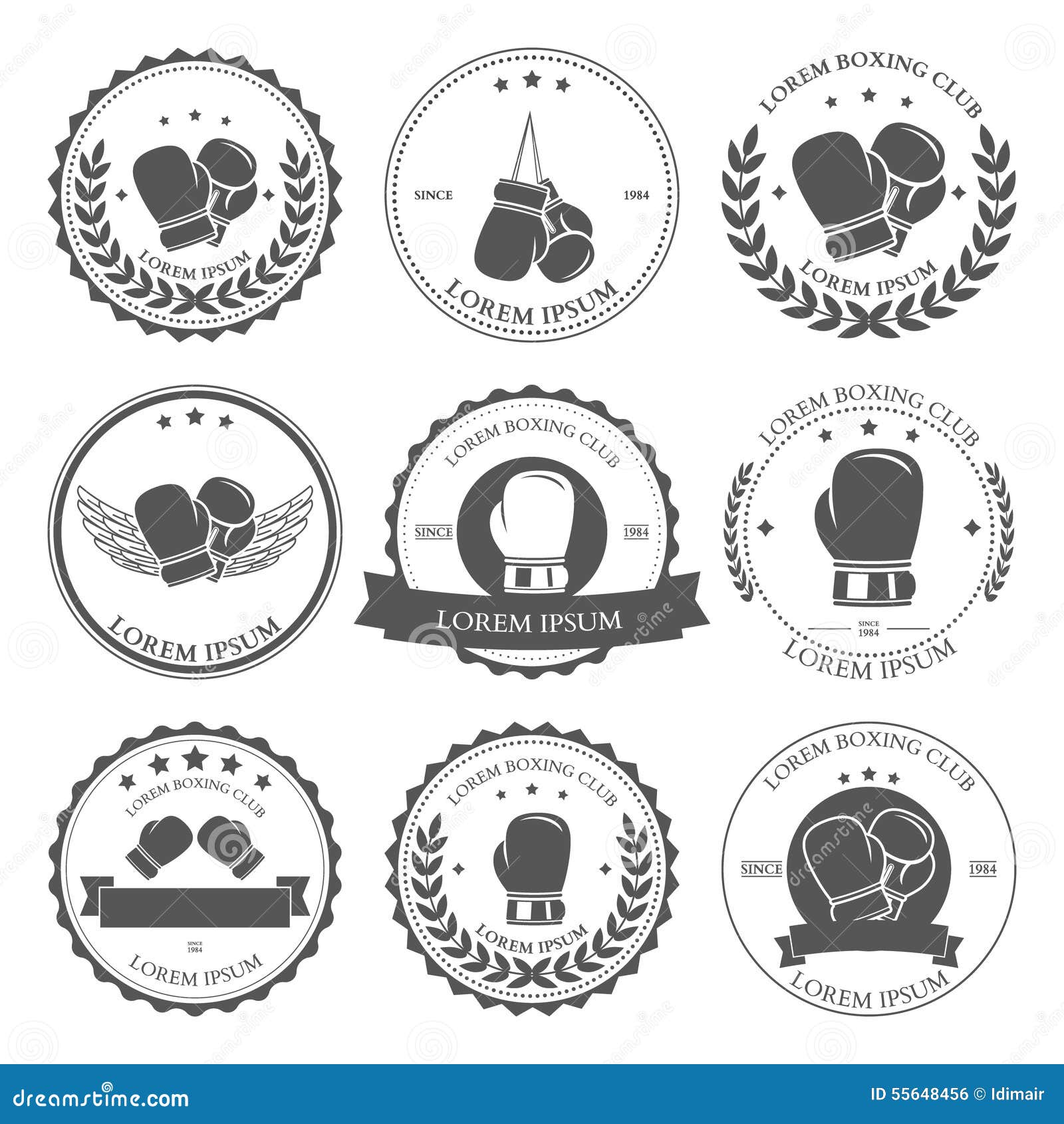 Boxing Labels and Badges Set. Vector Stock Vector - Illustration of ...
