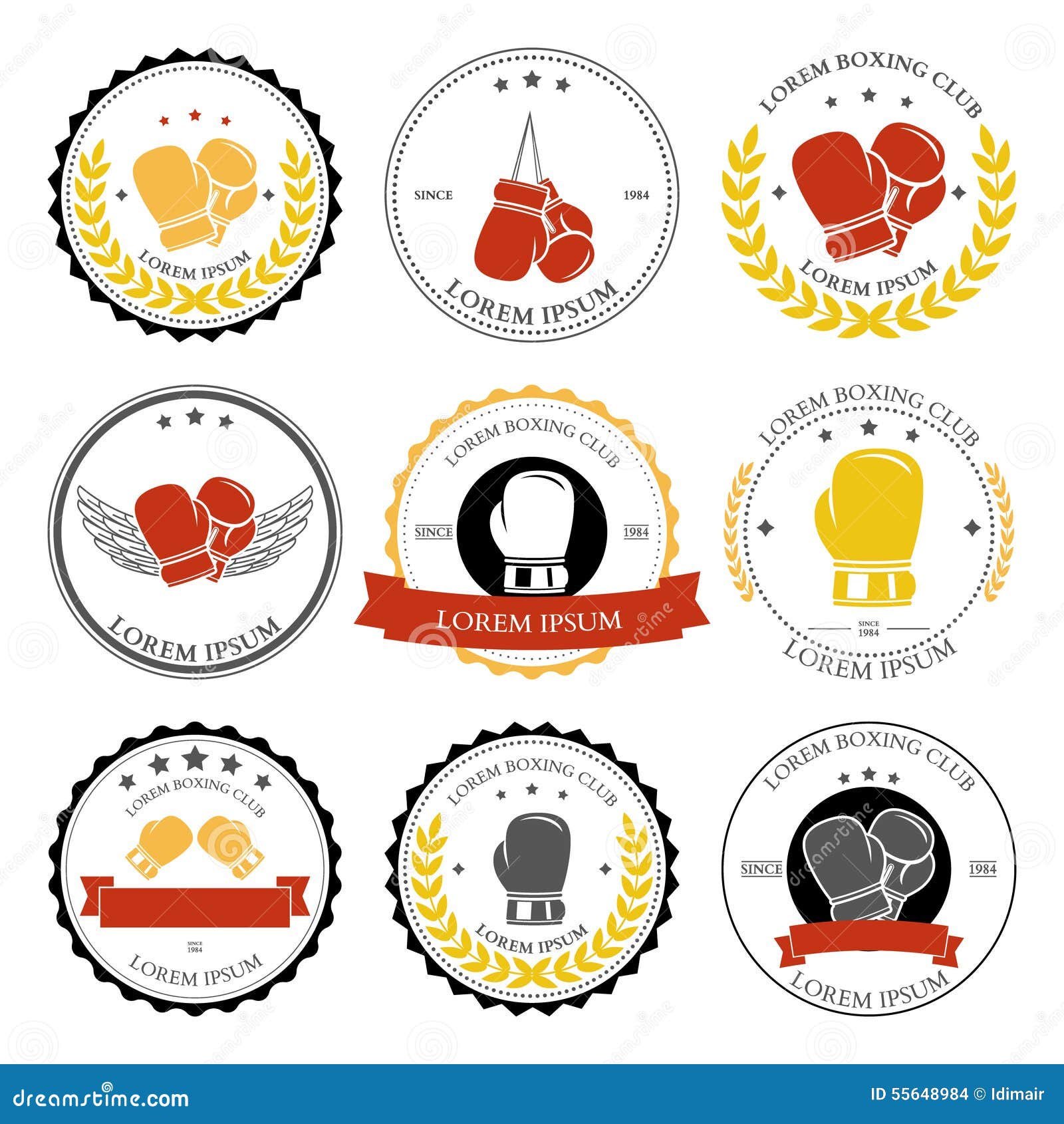 Boxing Labels and Badges Set. Vector Stock Vector - Illustration of ...