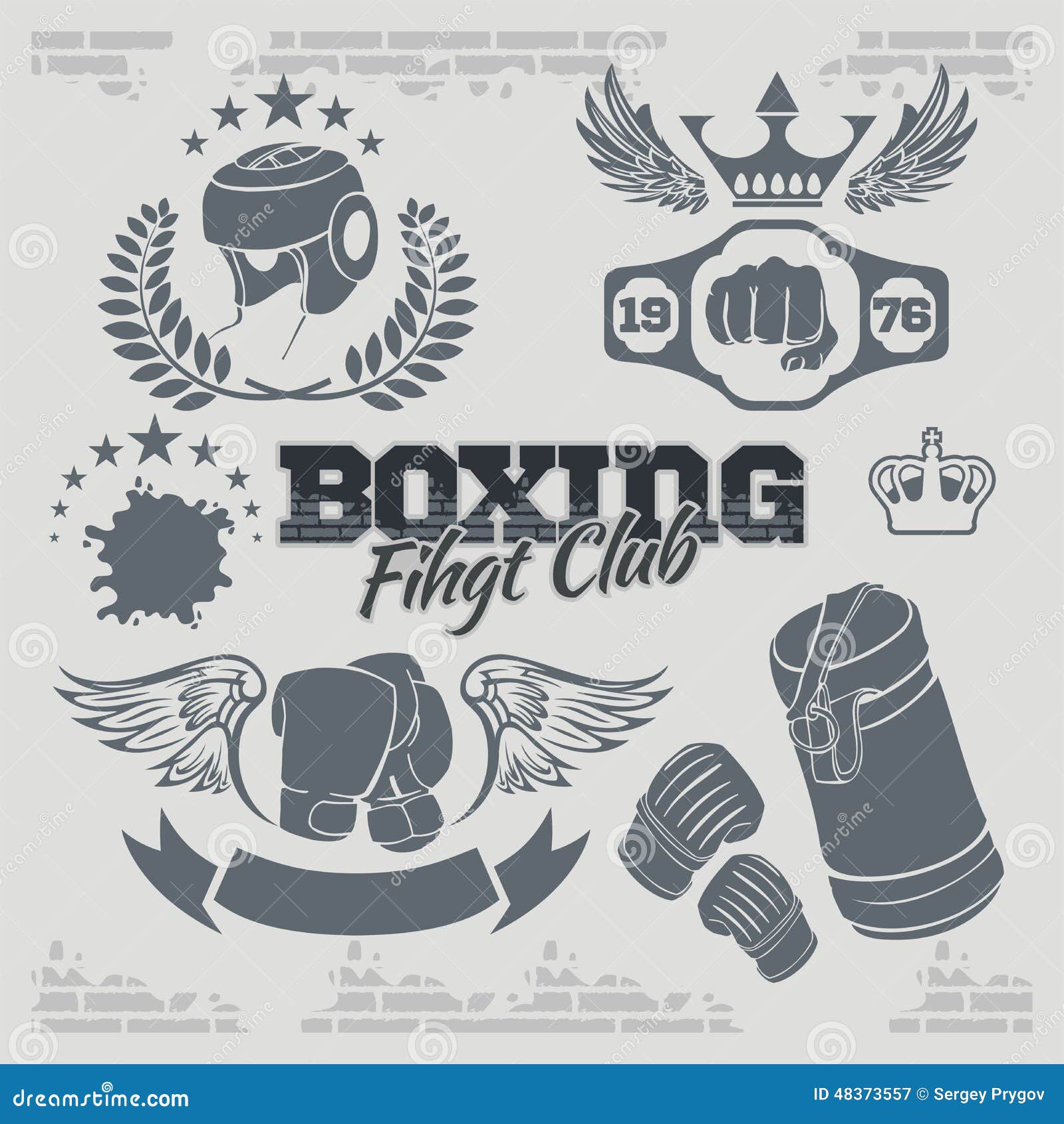 Boxing Labels and Icons Set. Vector Illustration. Stock Vector ...