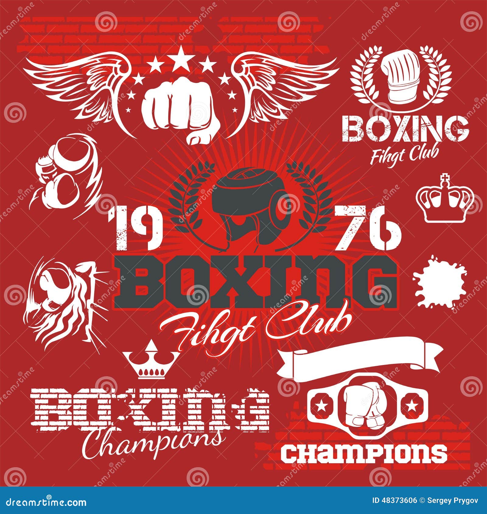 Boxing Labels and Icons Set. Vector Illustration. Stock Vector ...