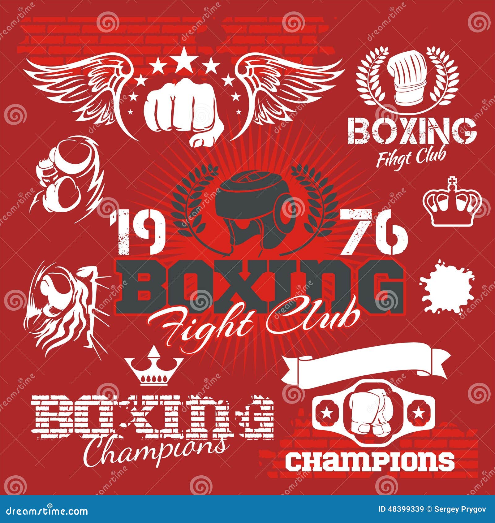 Boxing Labels and Icons Set. Vector Illustration. Stock Vector ...