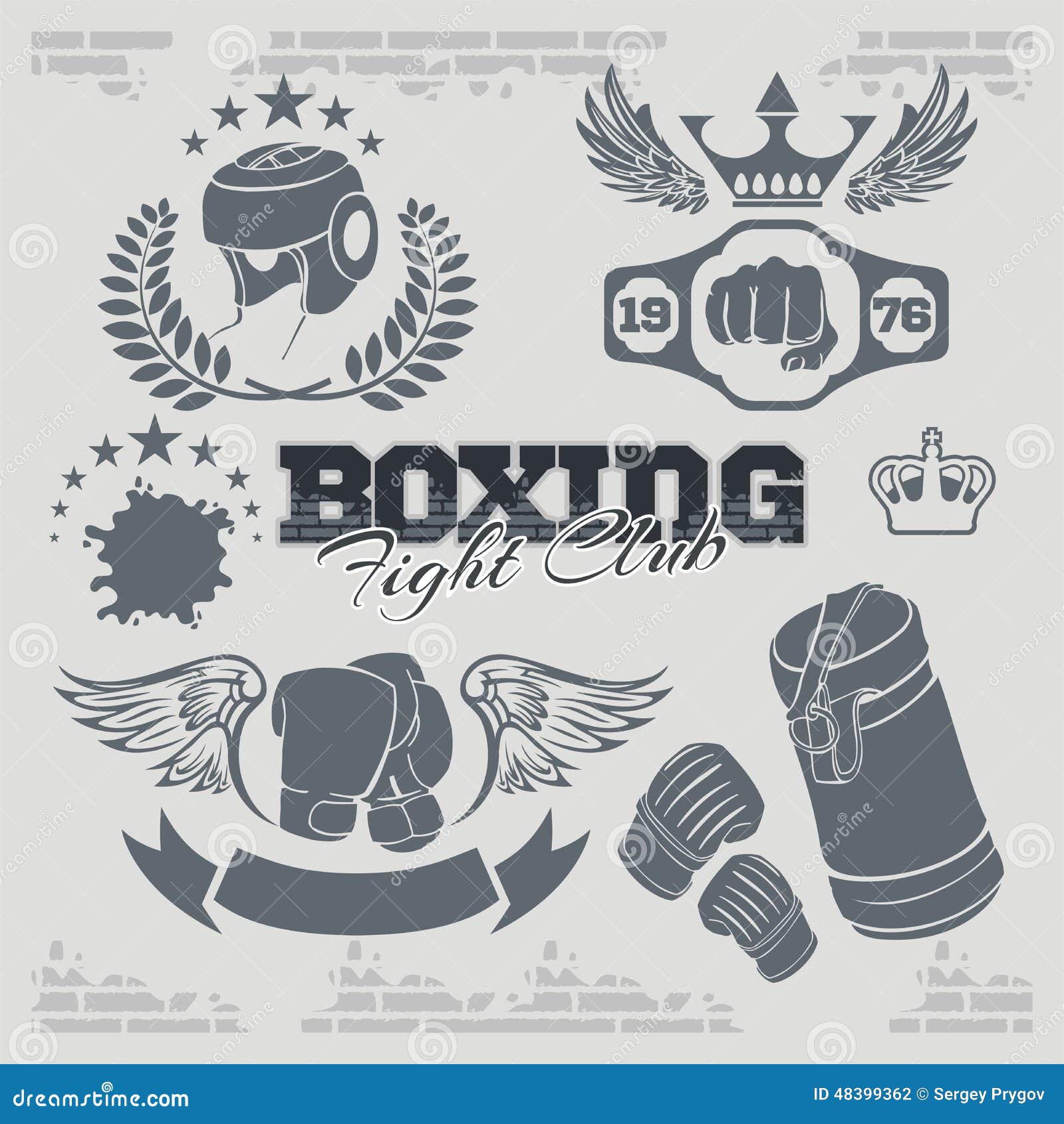 Boxing Labels and Icons Set. Vector Illustration. Stock Vector ...