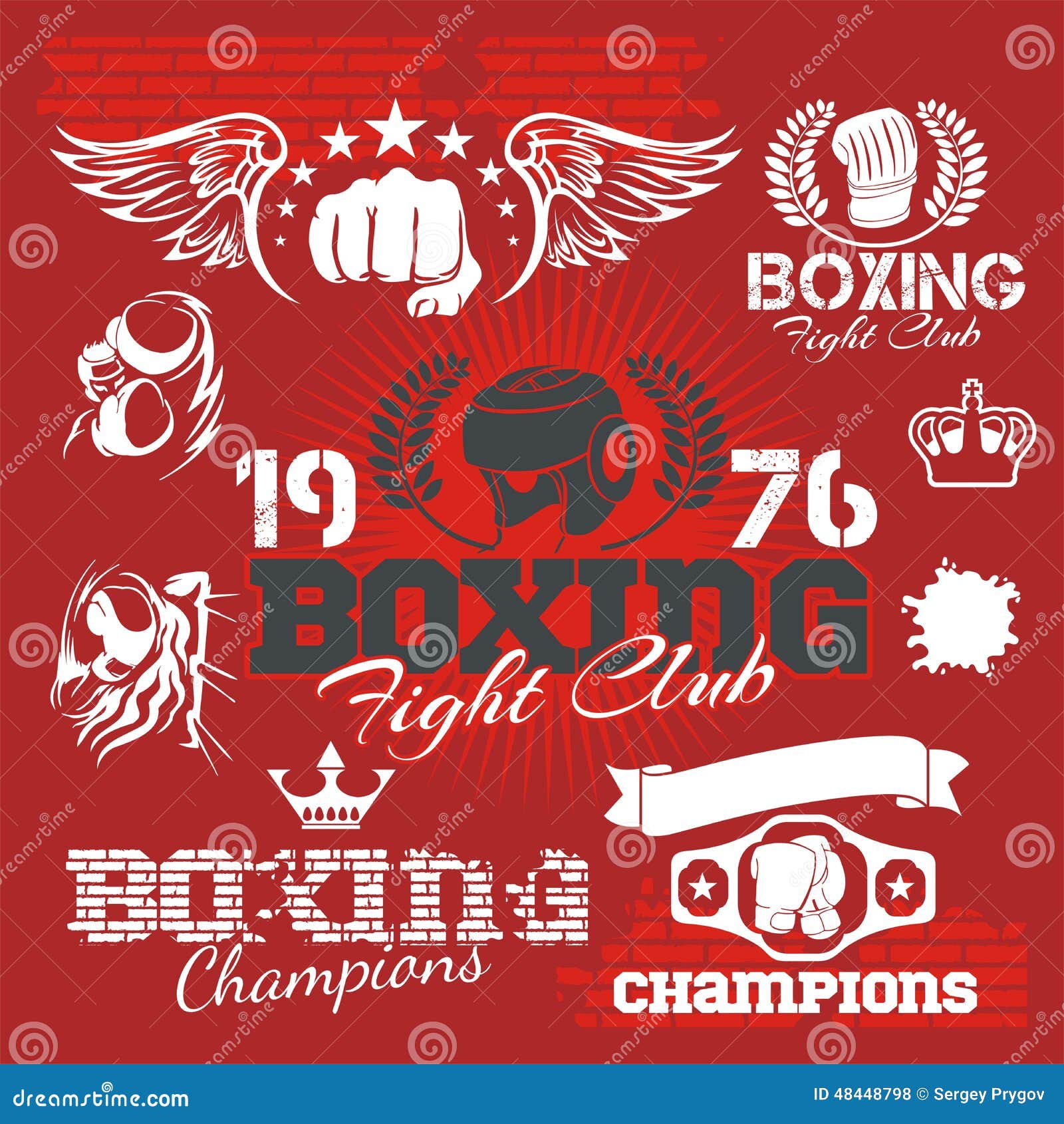 Boxing Labels and Icons Set. Vector Illustration. Stock Vector ...
