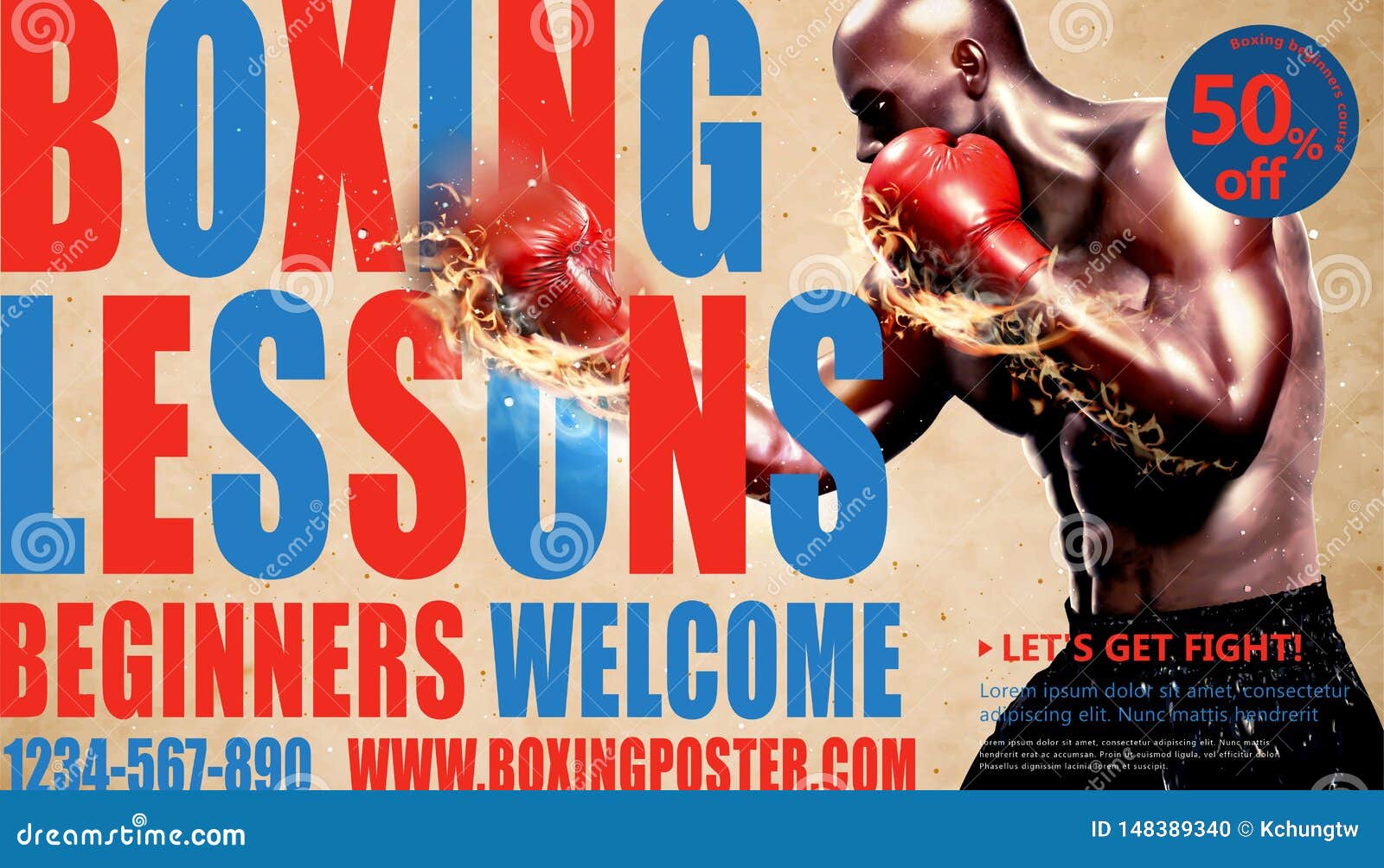Boxing lessons poster stock vector. Illustration of power - 148389340