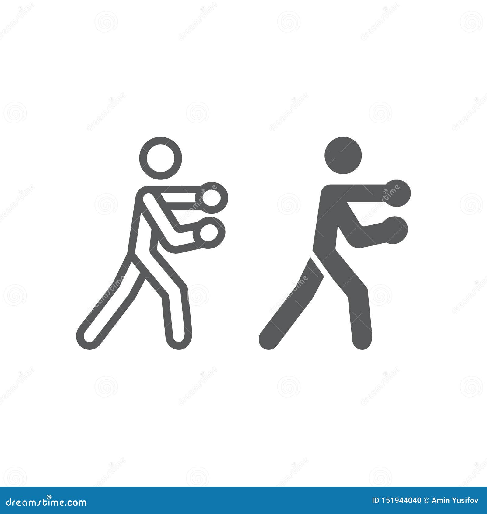 Boxing Line Icon, Boxer And Punch, Boxing Sport Sign, Vector Graphics ...