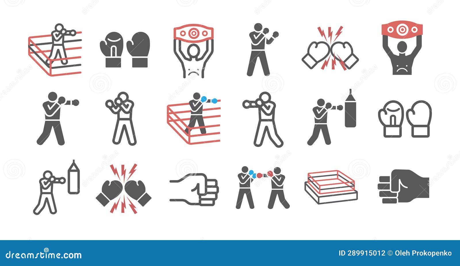 Boxing Line Icons Set. Vector Signs for Web Graphics Stock Vector ...