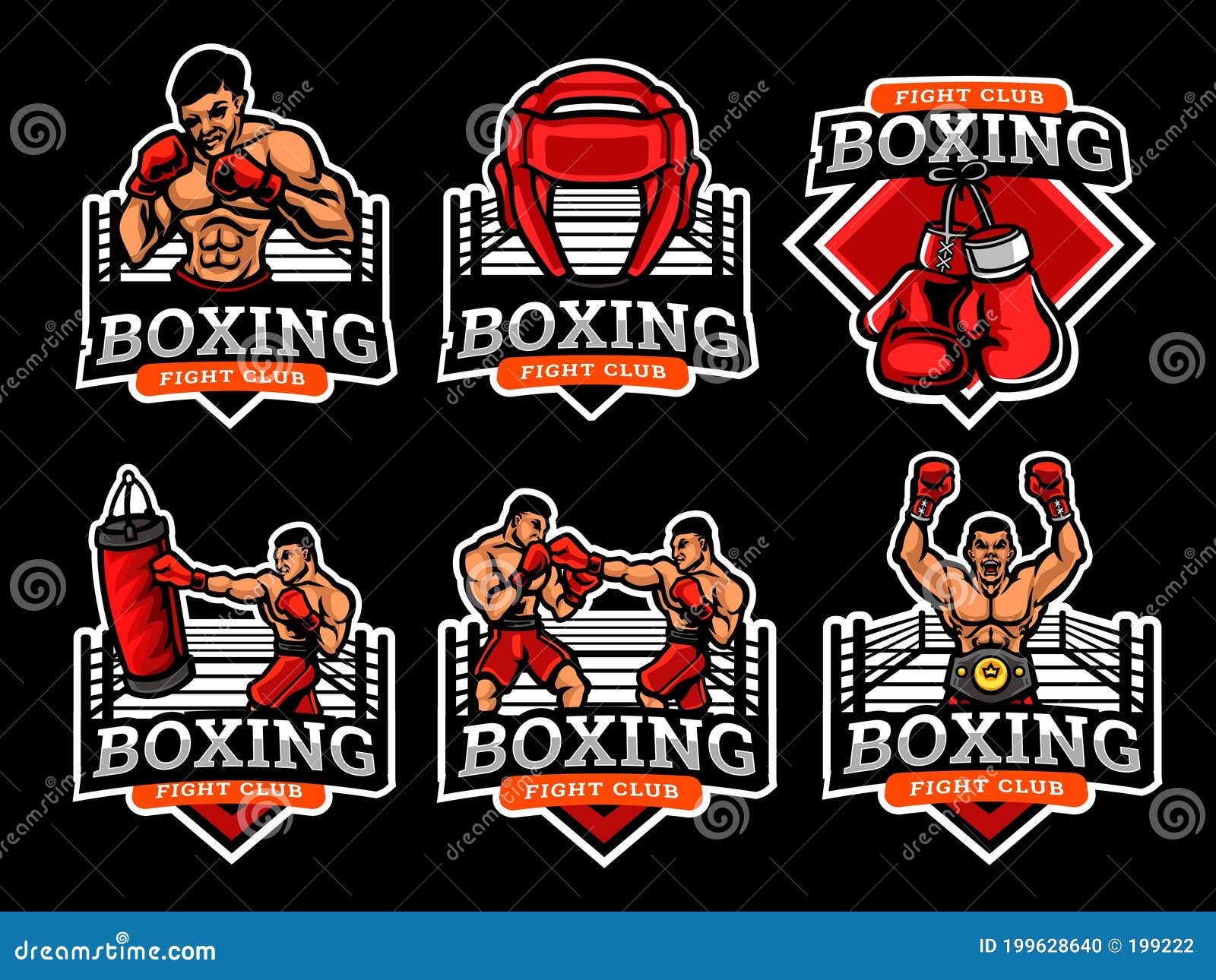 Boxing Logo and Badge Set Vector Image Stock Vector - Illustration of ...