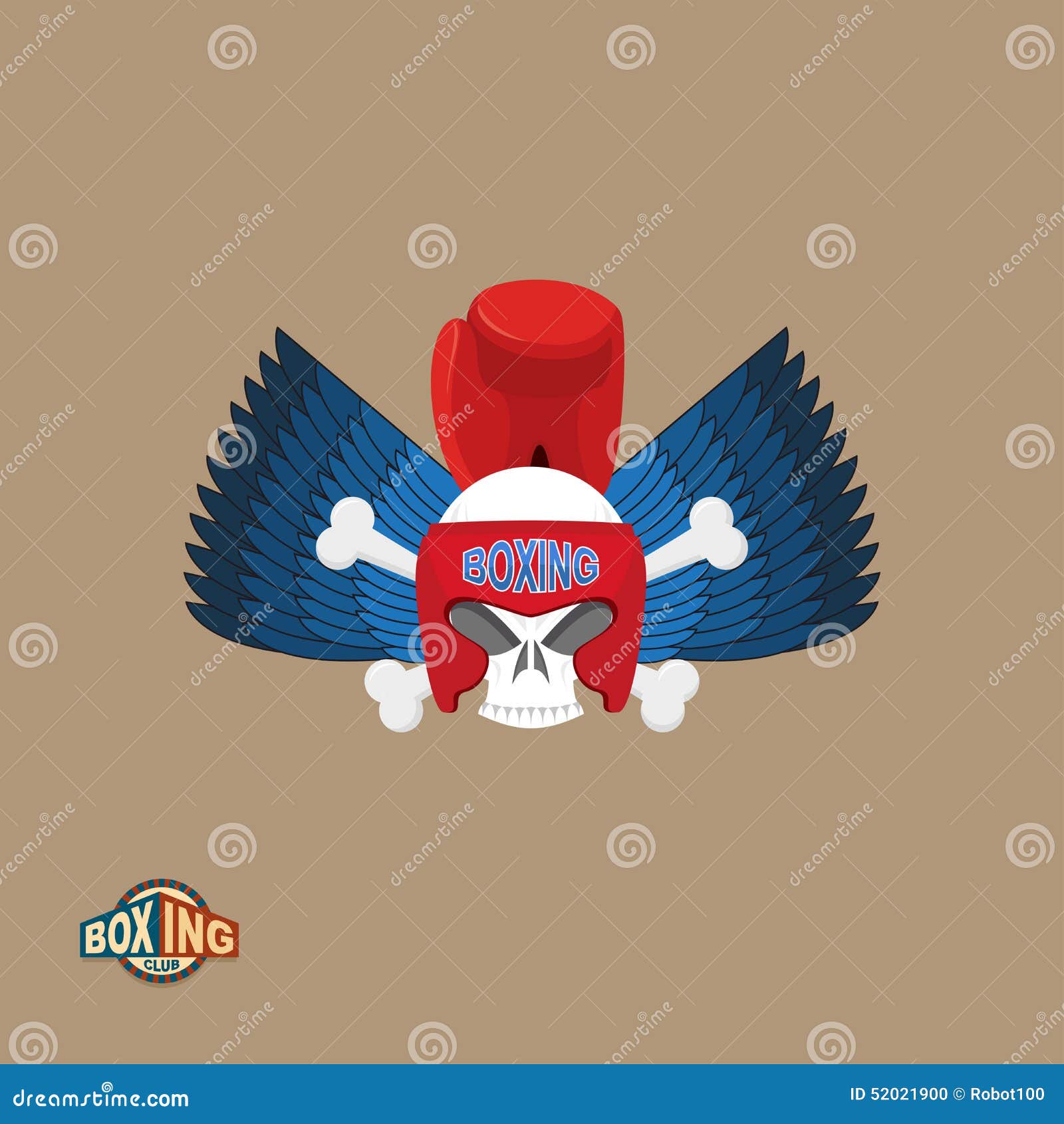 Boxing Logo. Skull in a Boxing Helmet with Gloves, with Wings Stock ...