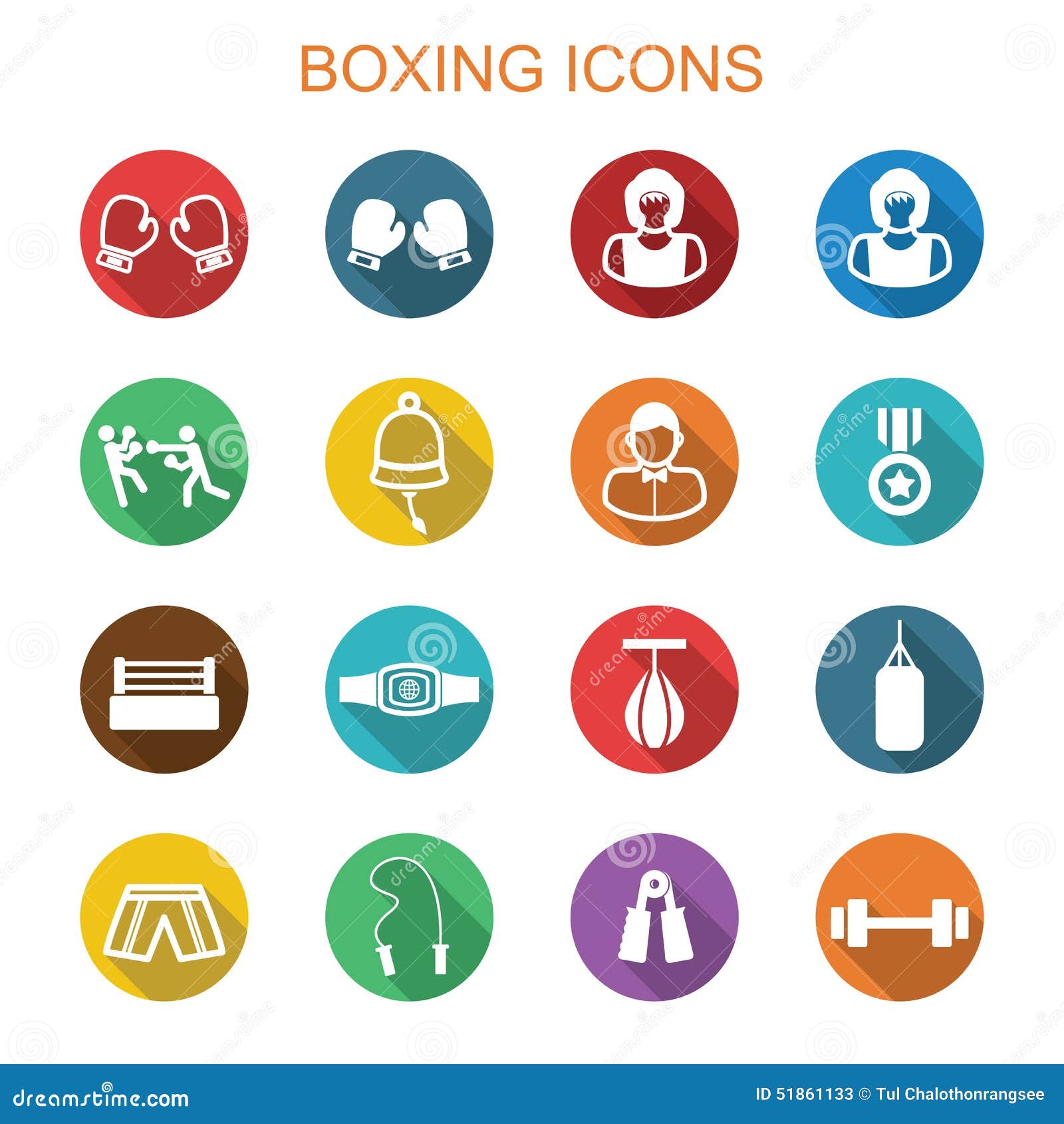Boxing long shadow icons stock illustration. Illustration of belt ...