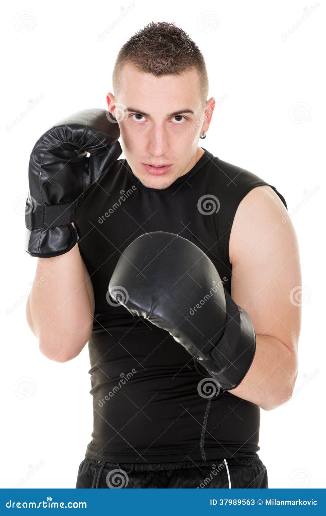 Boxing man stock image. Image of glove, serious, combative - 37989563